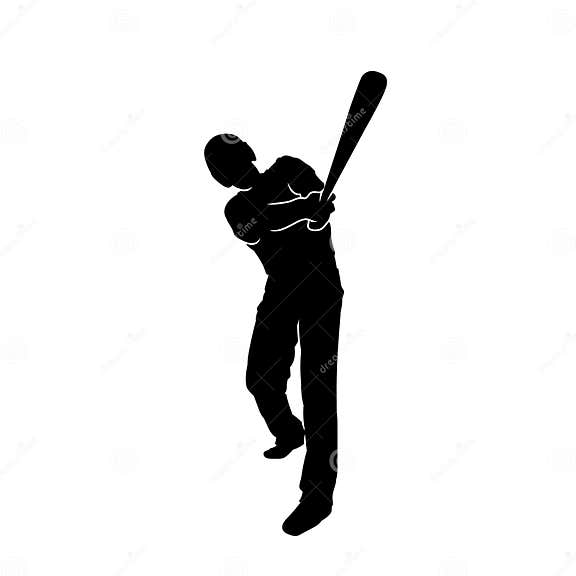 Silhouette of a Male Baseball Batter Beating with His Stick. Stock ...