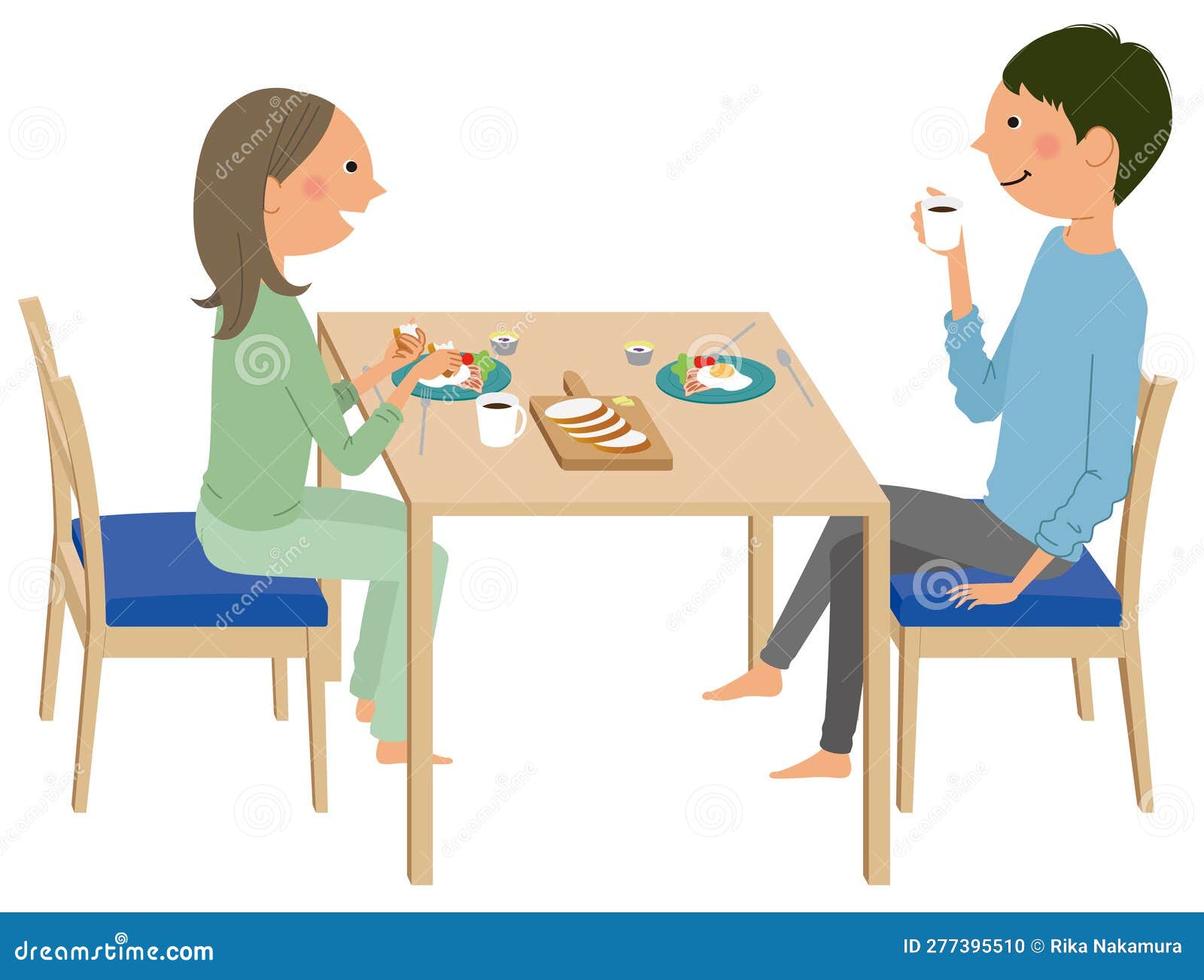 Couple eating breakfast stock illustration. Illustration of meal ...