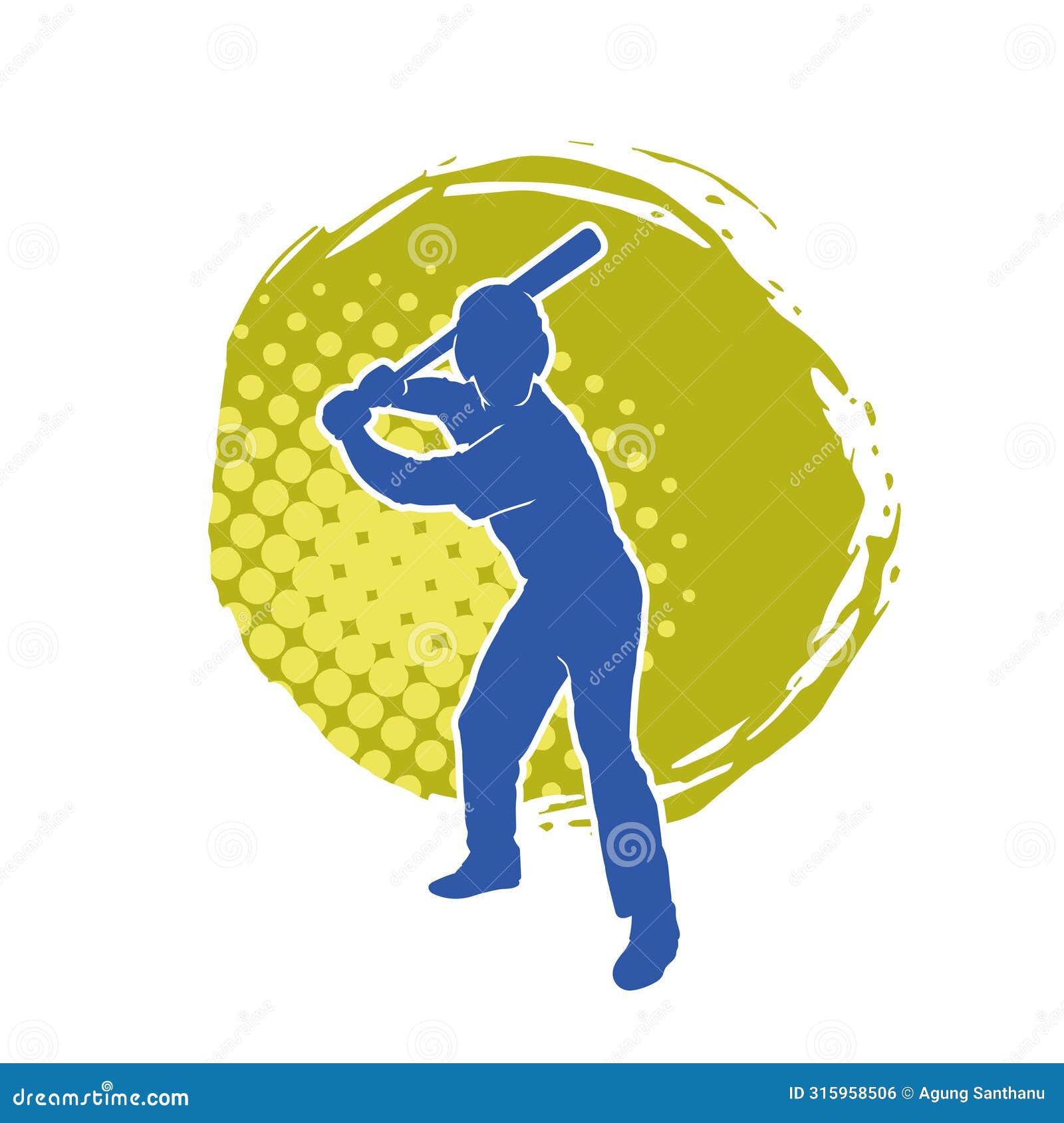 Silhouette of a Male Baseball Batter Player in Action Pose. Stock ...