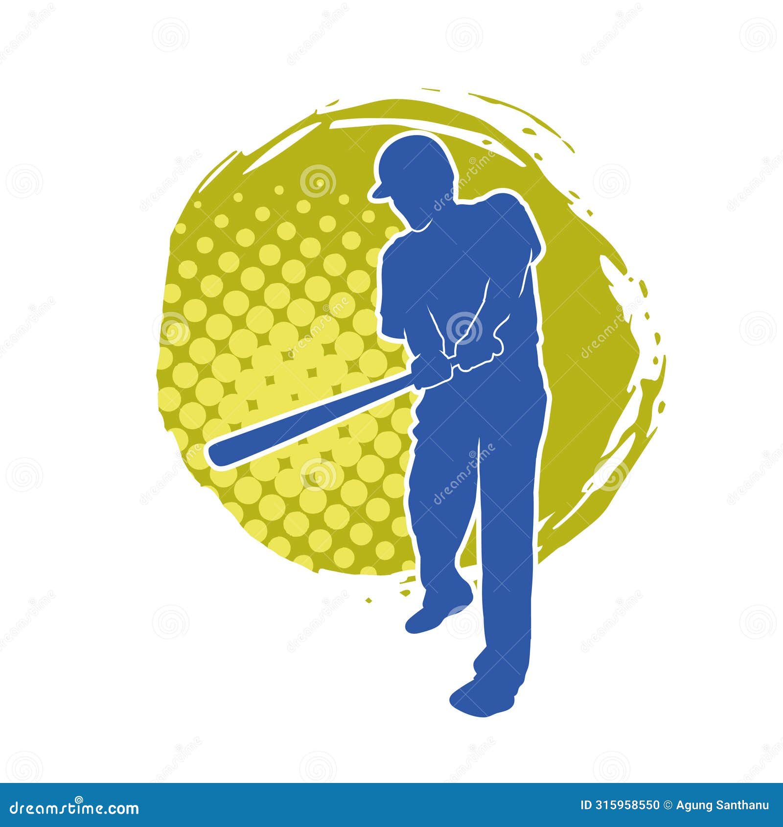 Silhouette of a Male Baseball Batter Player in Action Pose. Stock ...