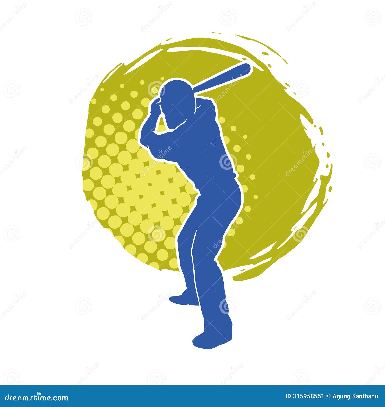 Silhouette of a Male Baseball Batter Player in Action Pose. Stock ...