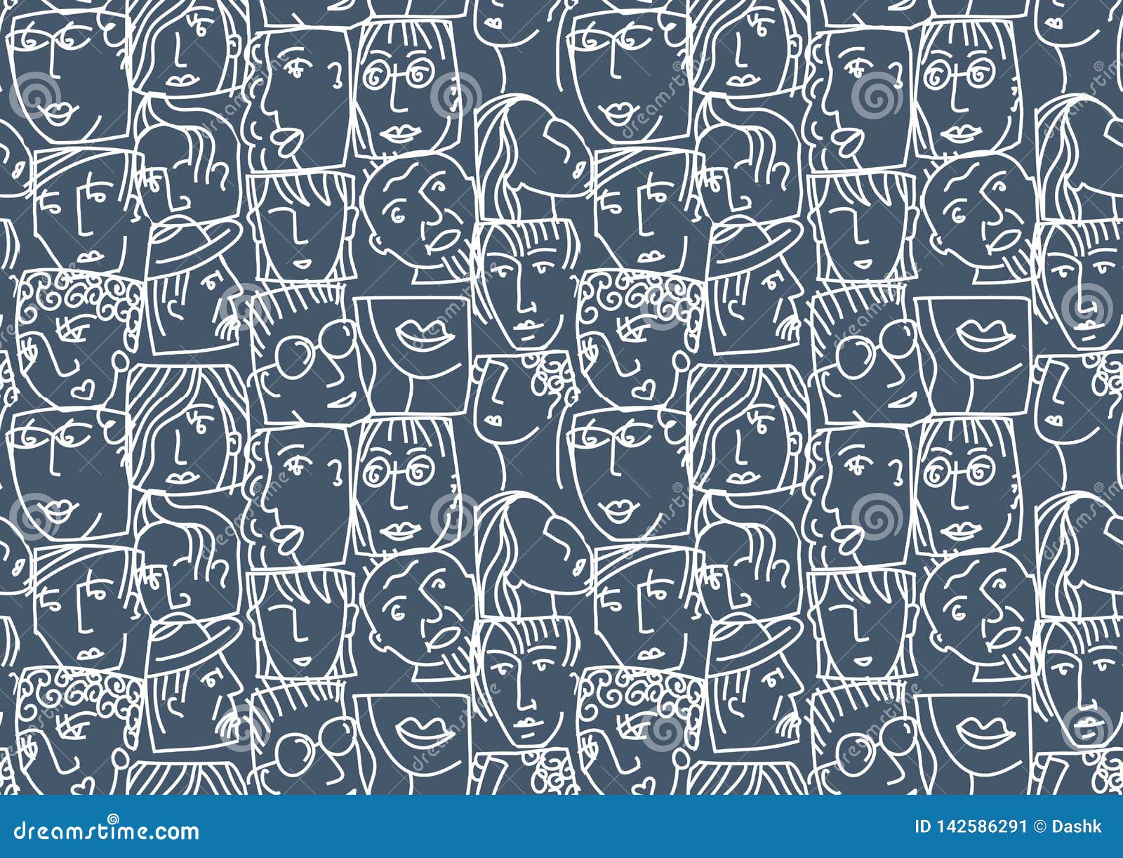 People Abstract Faces Avatars Characters Invert Seamless Pattern Stock ...