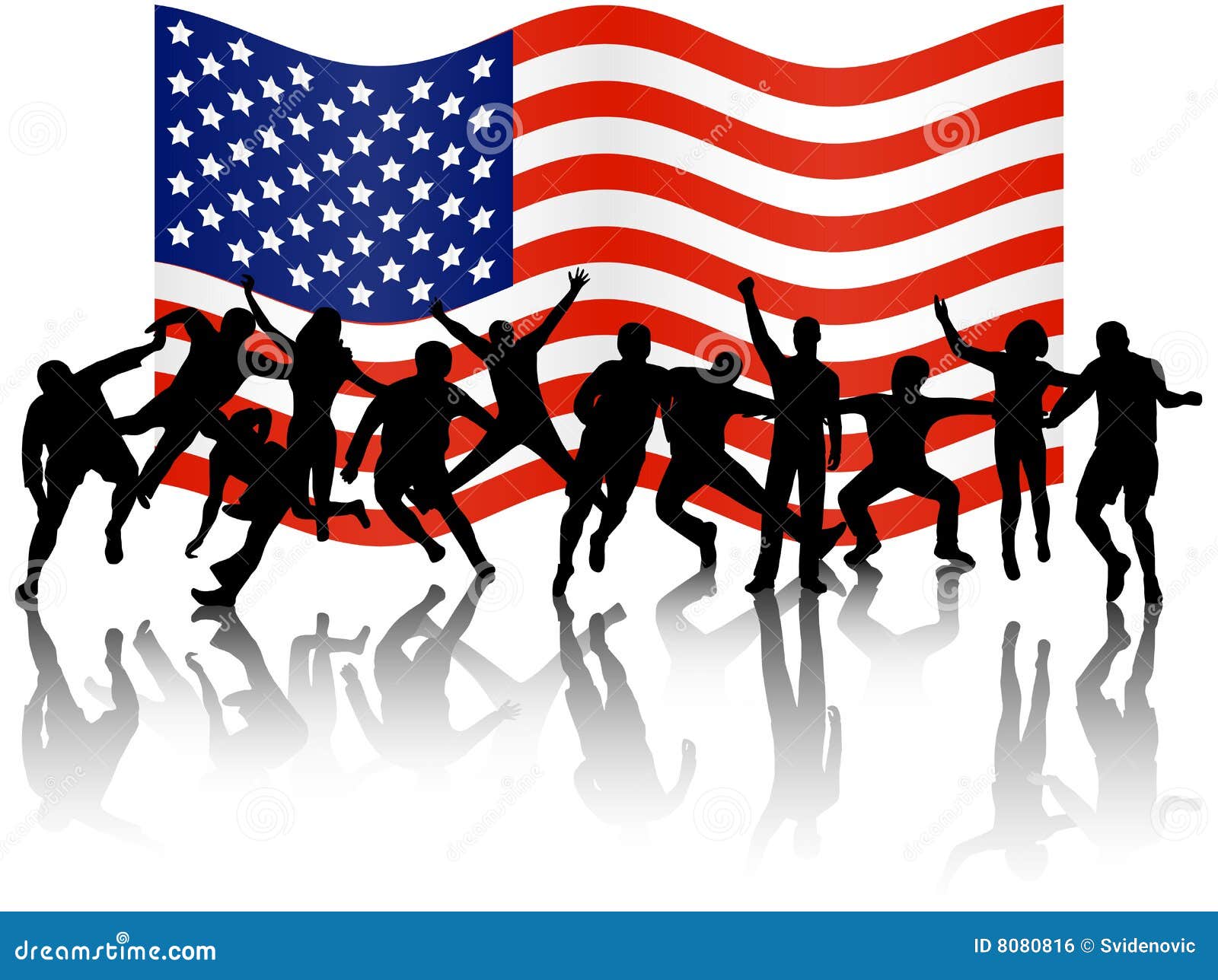 People In Action And Flag Picture. Image: 8080816