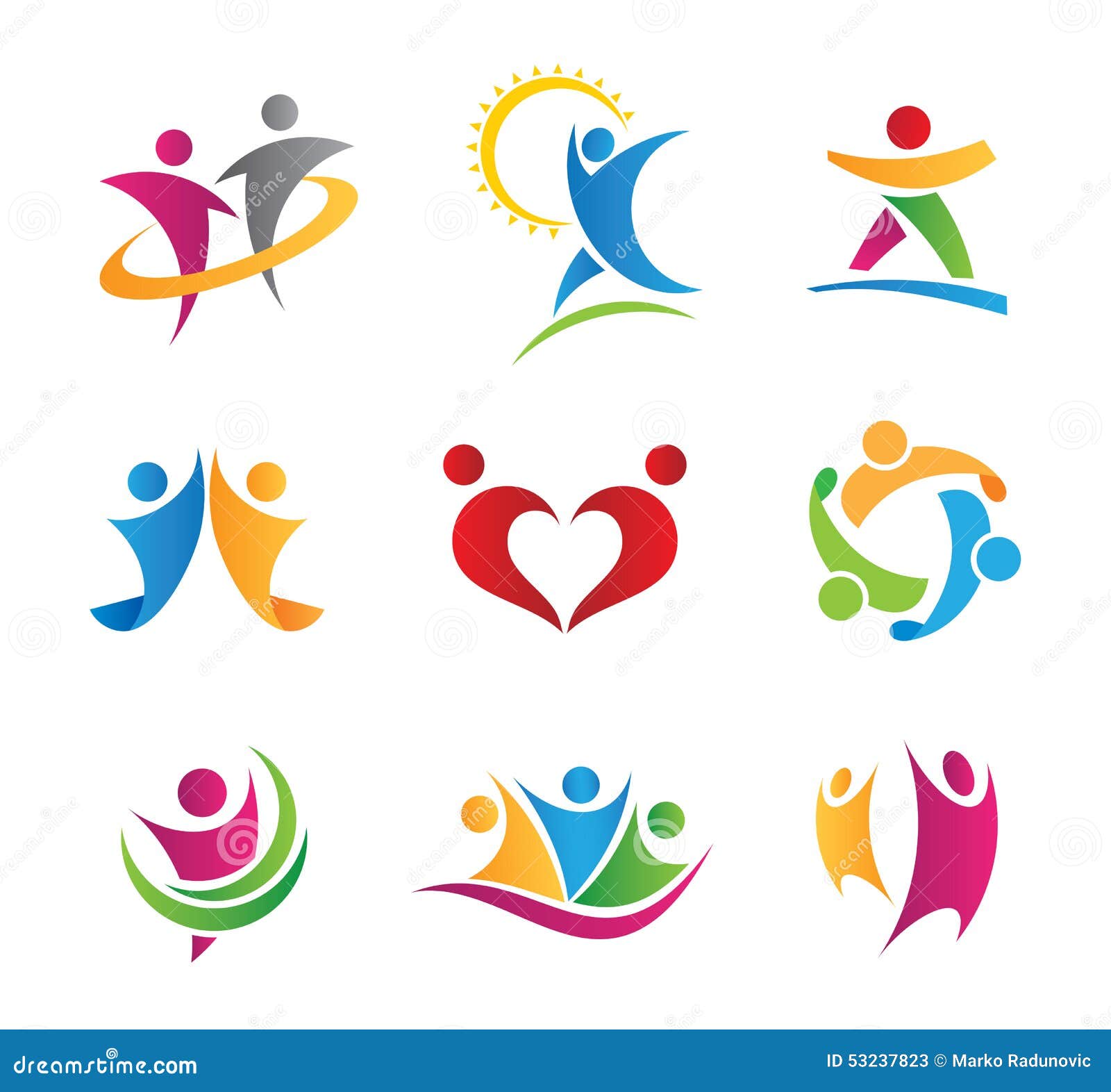 People in Action Logos and Icons Stock Illustration - Illustration of ...