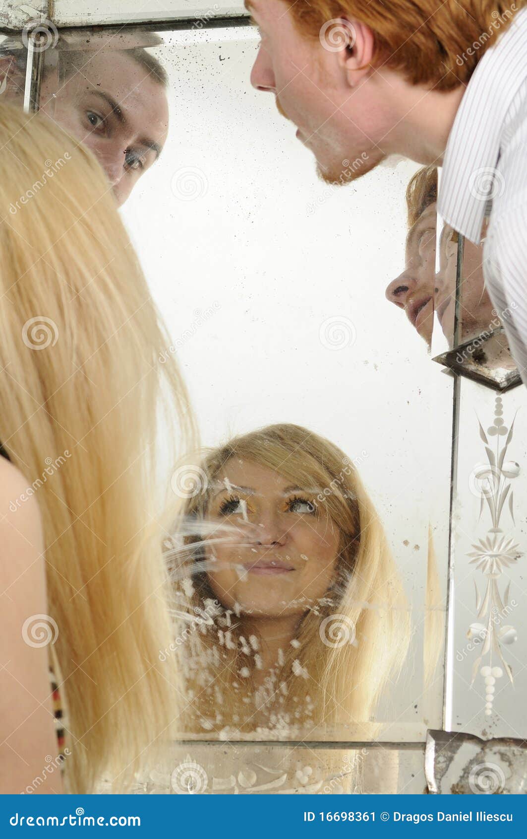 People Admiring Face in Mirror Stock Image - Image of teens, beautiful ...