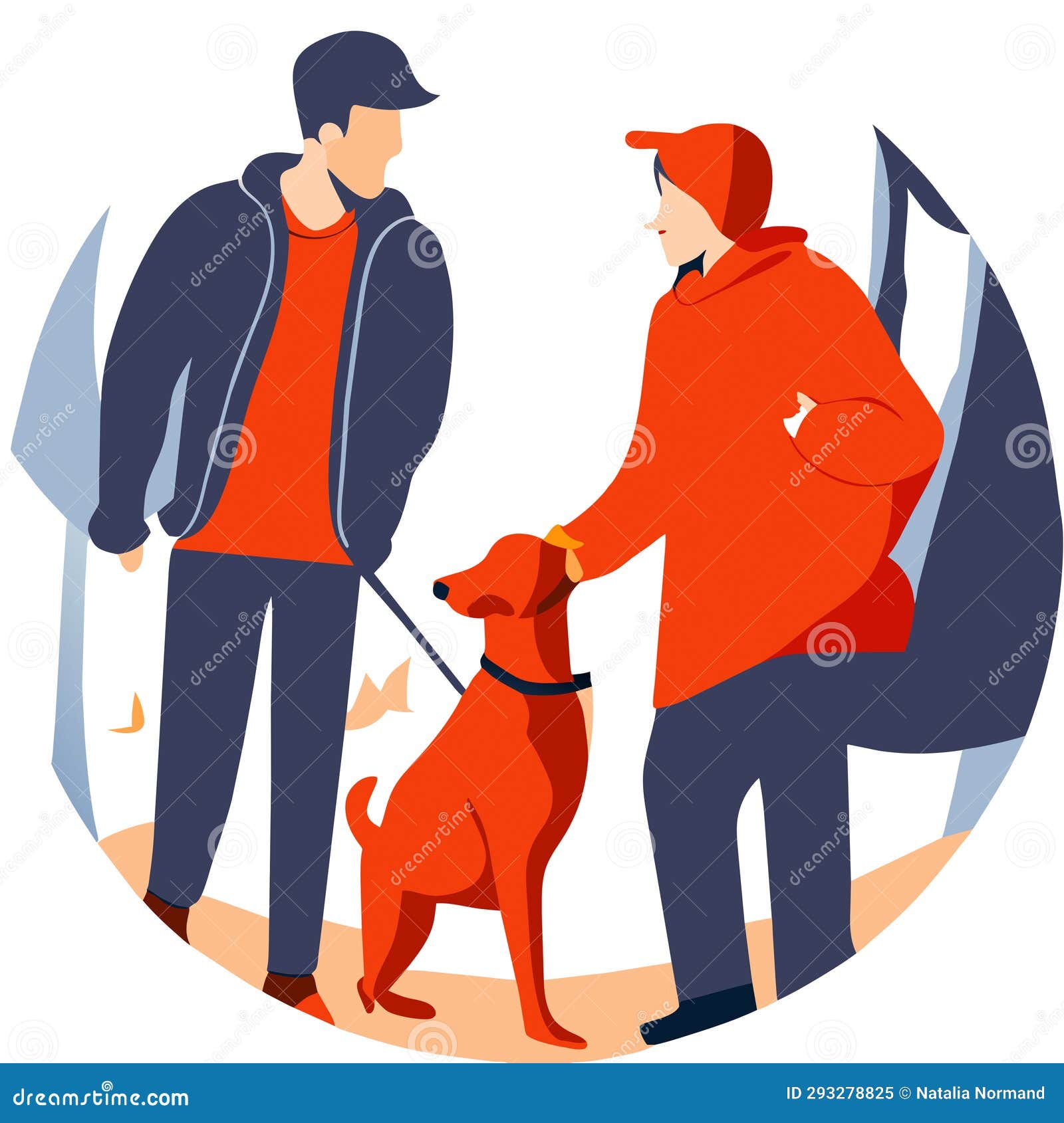Vector Illustration of a Couple Adopting a Dog. Stock Vector ...
