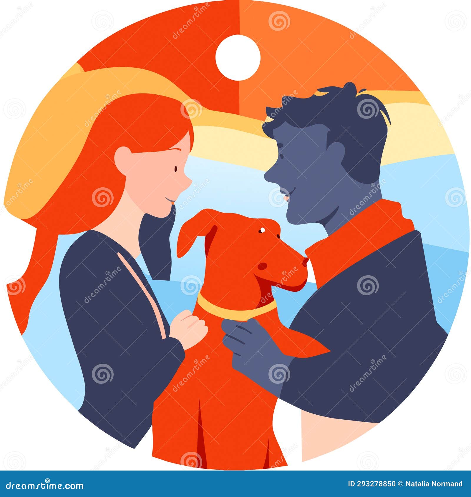 Vector Illustration of a Couple Adopting a Dog. Stock Vector ...