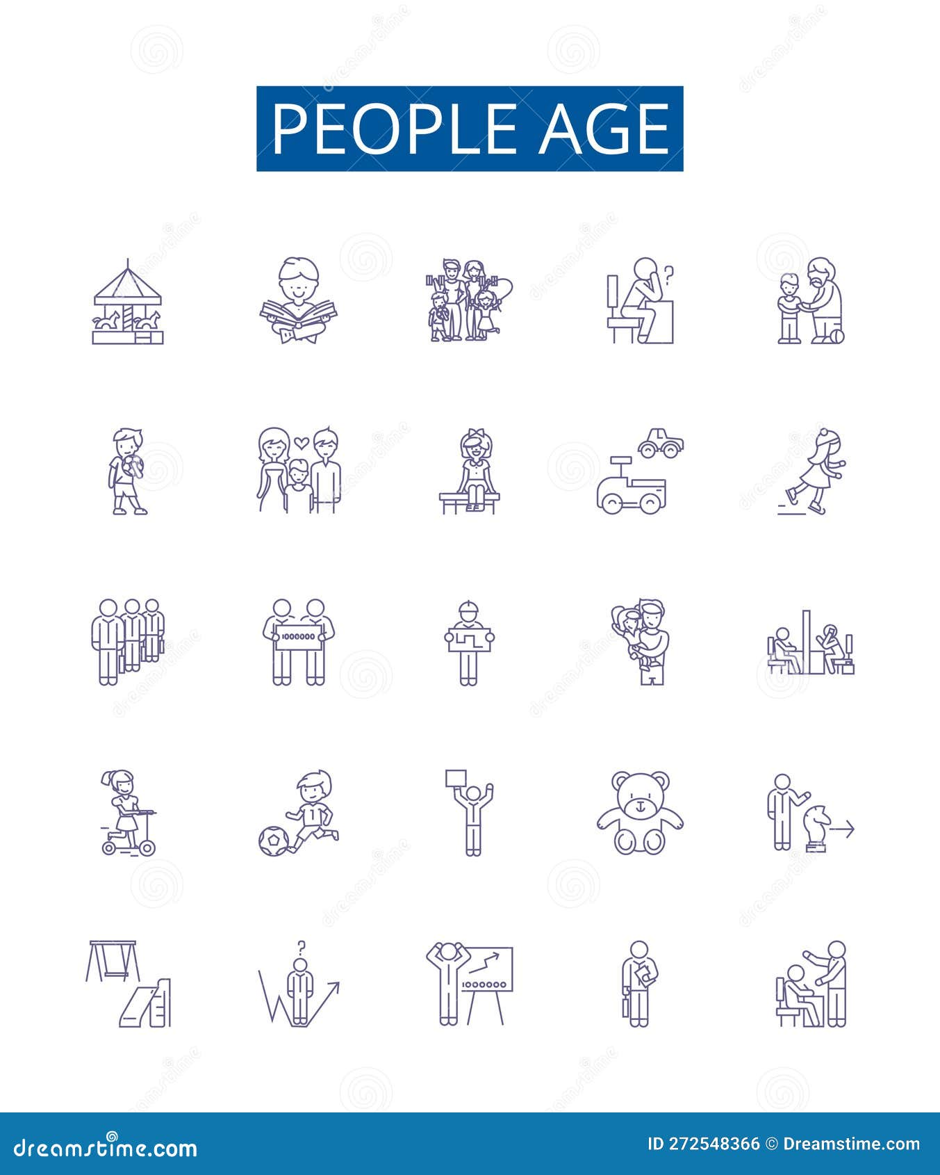 People Age Line Icons Signs Set. Design Collection of Aging, Maturation ...