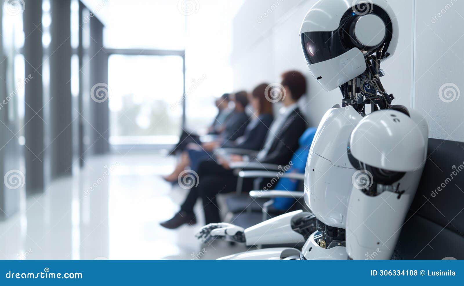Robot interviewing diverse stock illustration. Illustration of ...
