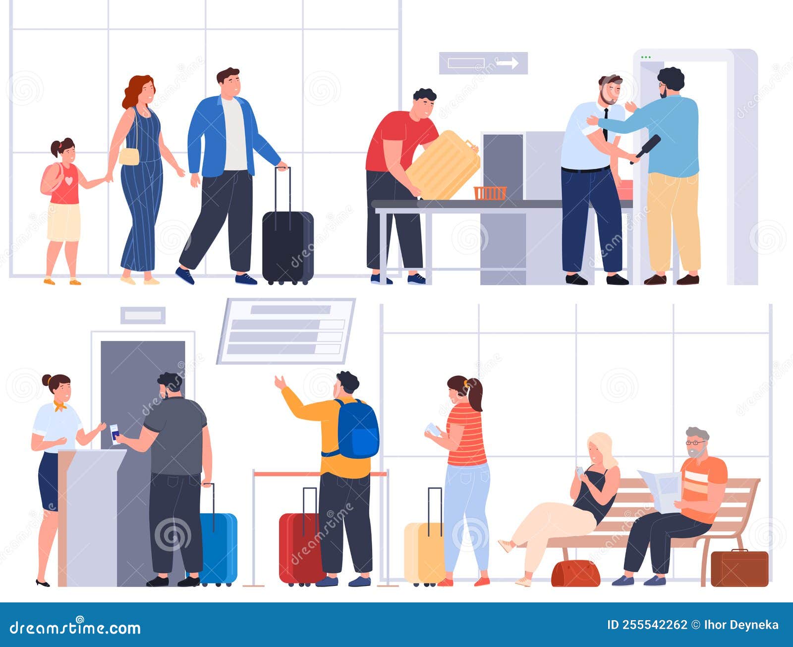 People in the Airport Terminal are Checking in for the Plane. Waiting ...