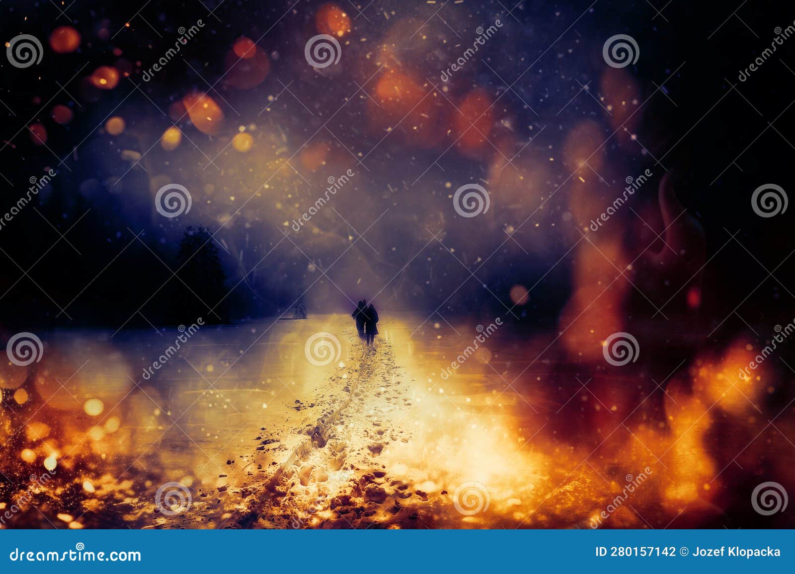 People Alone in Winter Blizard. Beautiful Mountain Snowy Landscape ...