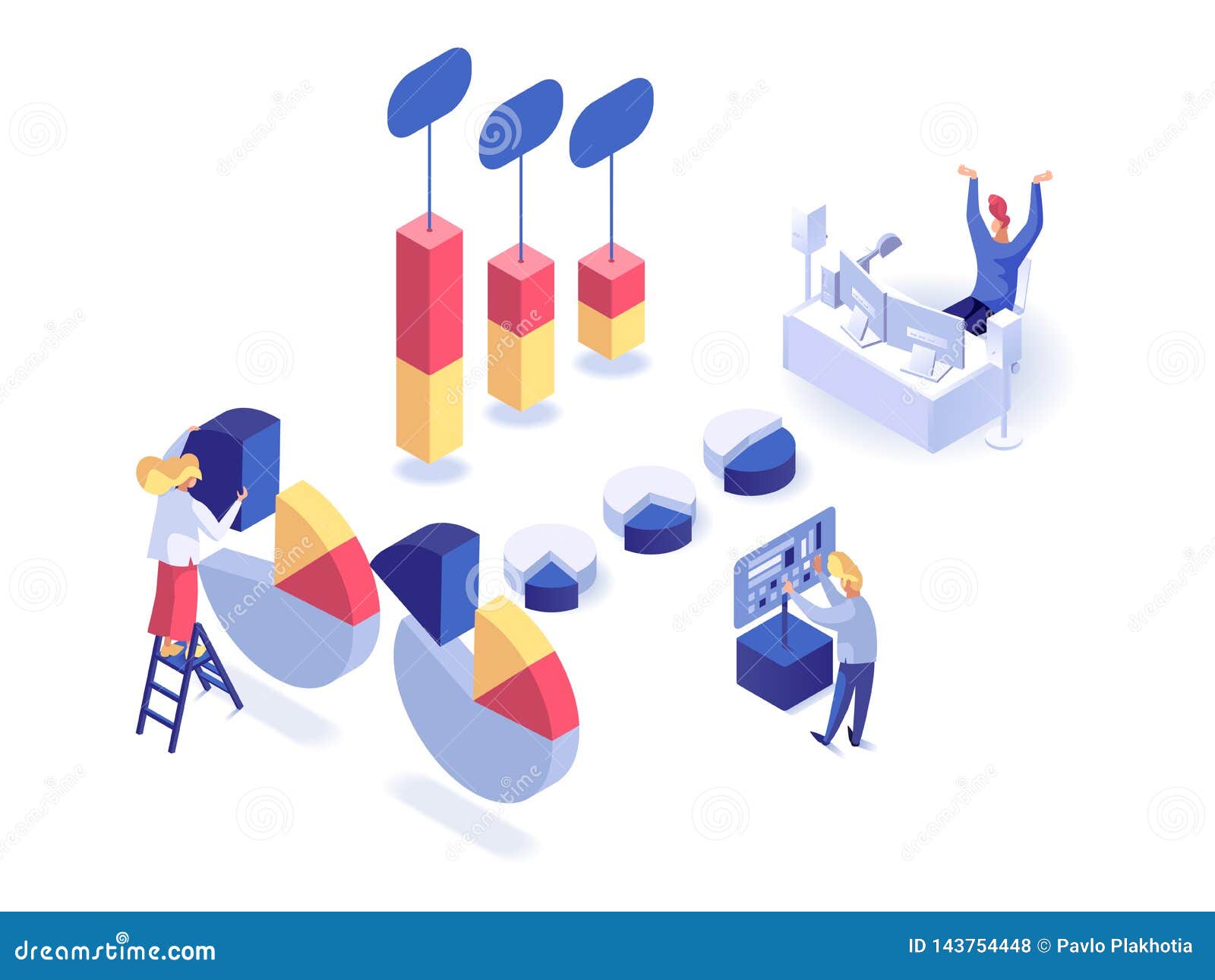 People Analysts Isometric Illustration Stock Vector - Illustration of ...