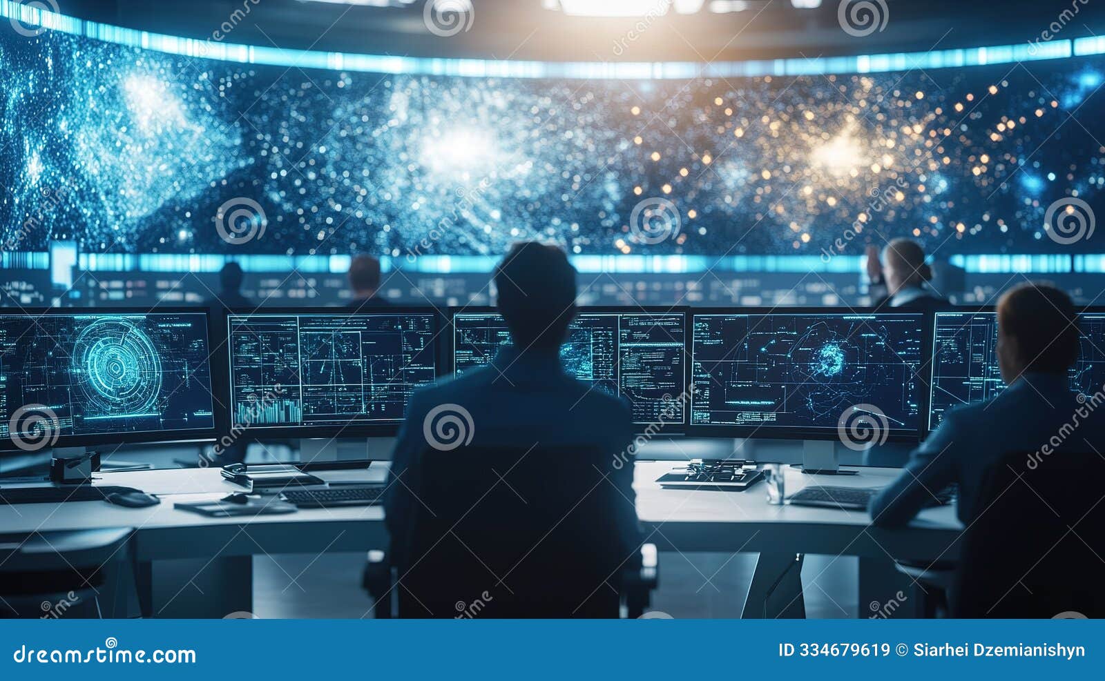 People Analyze Vast Cosmic Data in a Futuristic Control Room Equipped ...