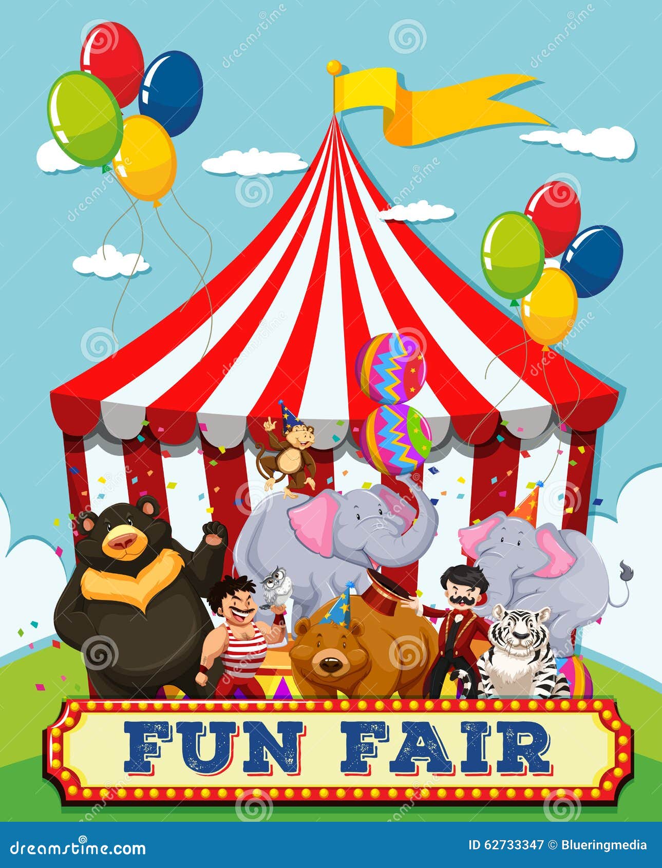 People and Animals at the Fun Fair Stock Vector - Illustration of park ...