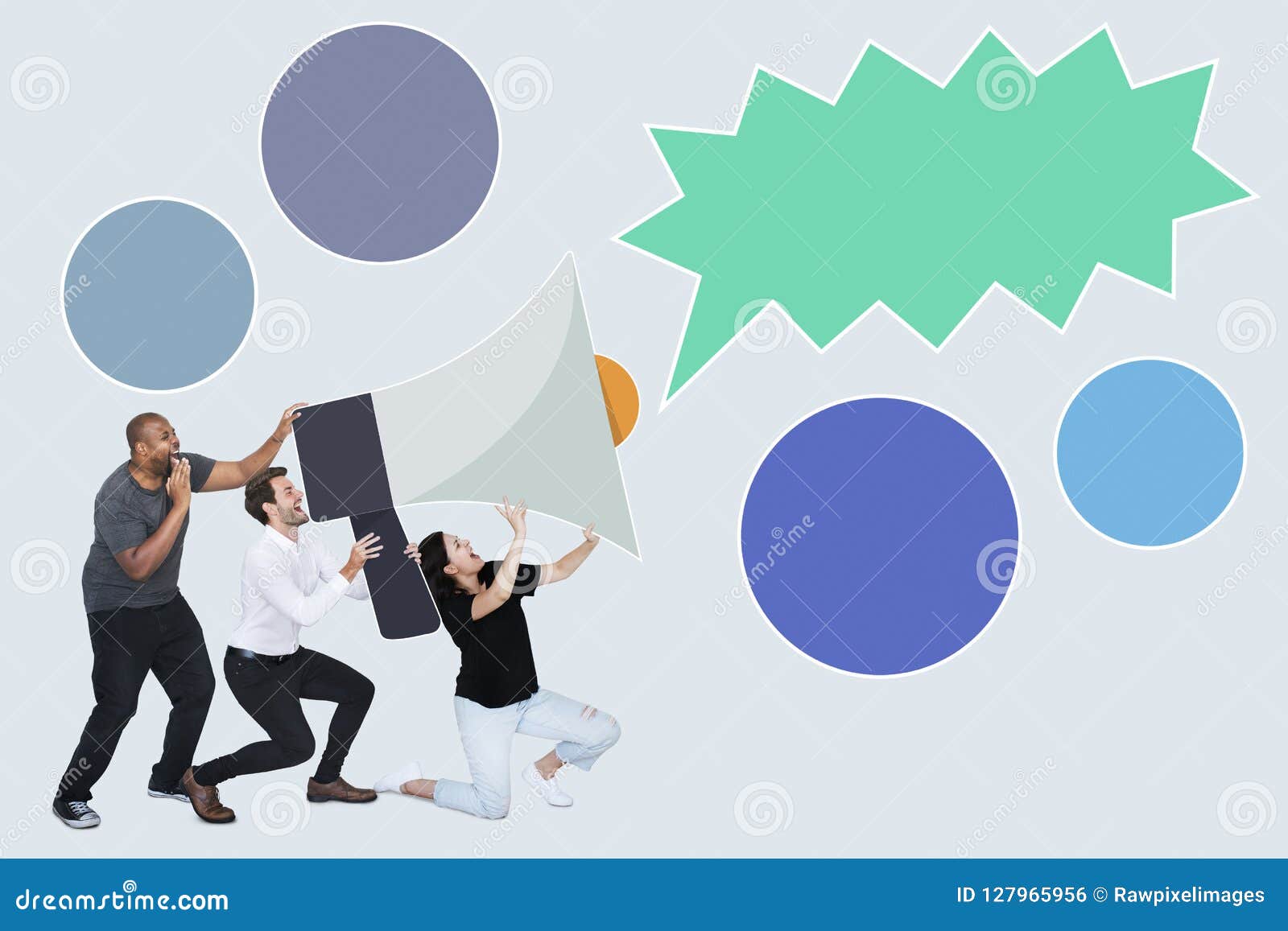 People Announcing by a Megaphone and a Speech Bubble Stock Photo ...