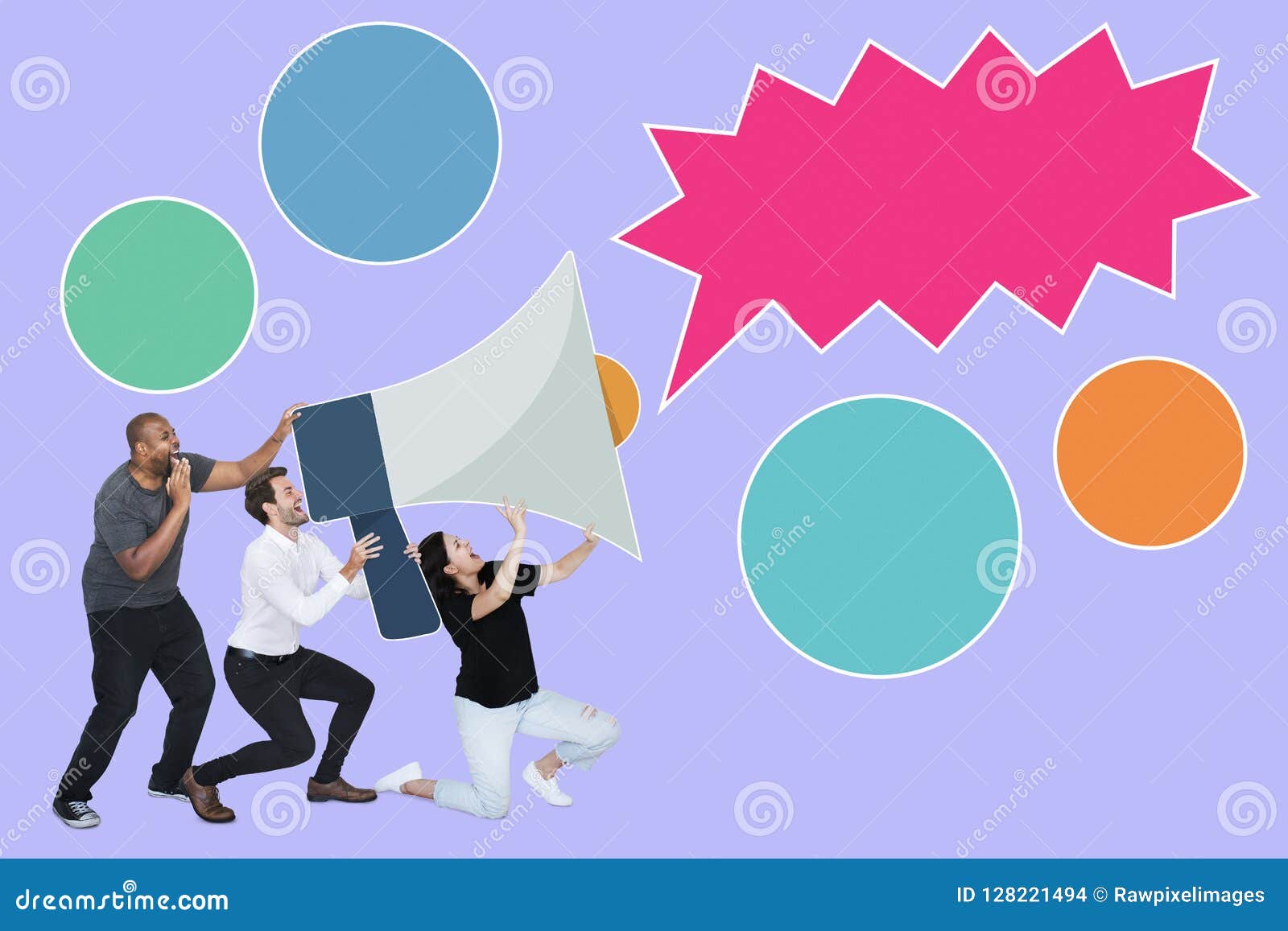 People Announcing by a Megaphone and a Speech Bubble Stock Photo ...
