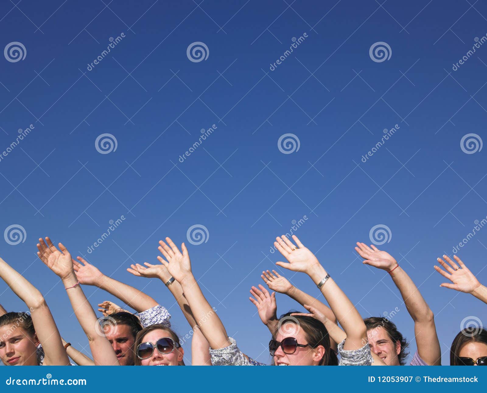 People with Arms Raised stock image. Image of copy, blue - 12053907
