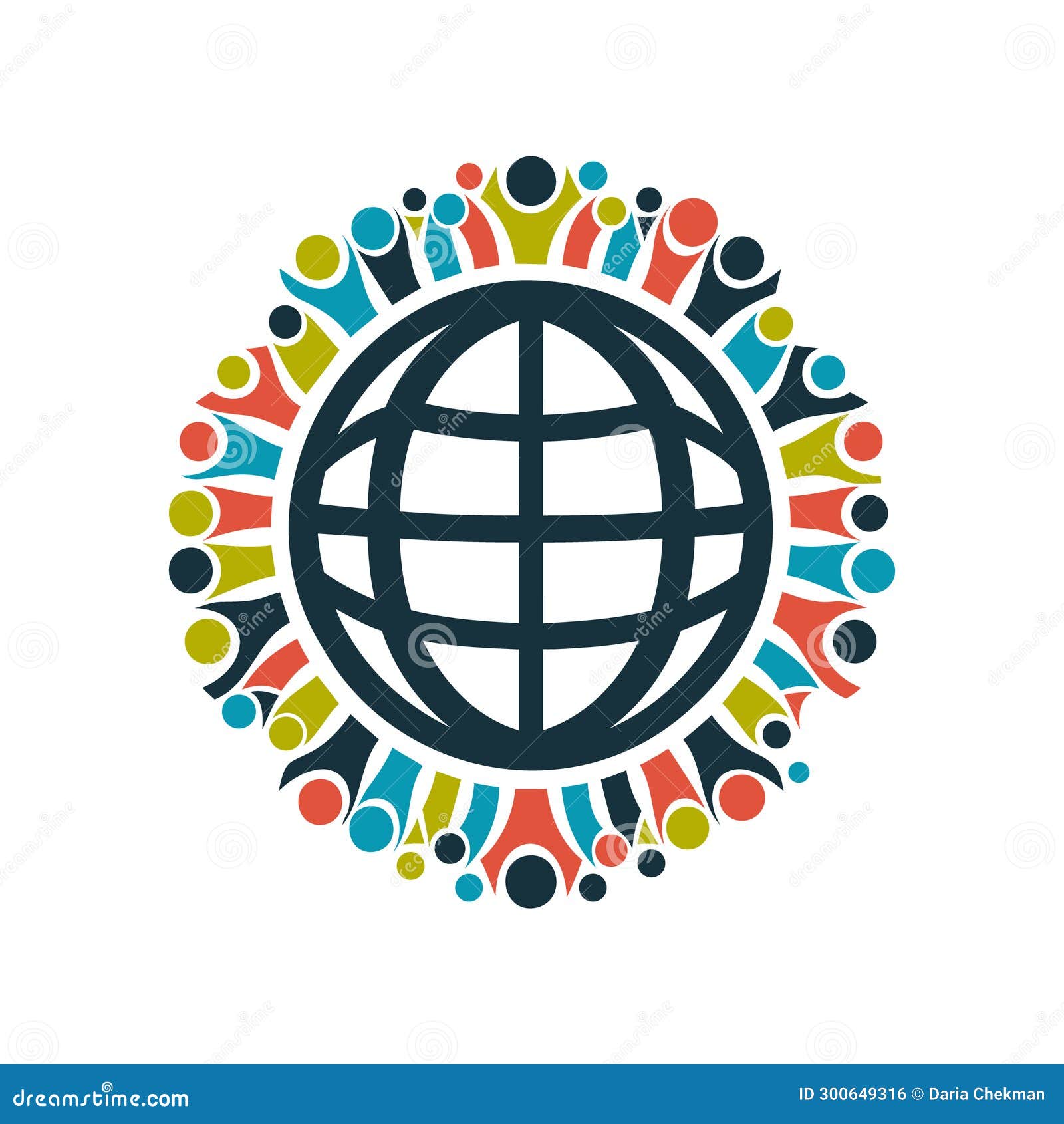People Around Globe. Unity Symbol, Teamwork Concept Stock Vector ...