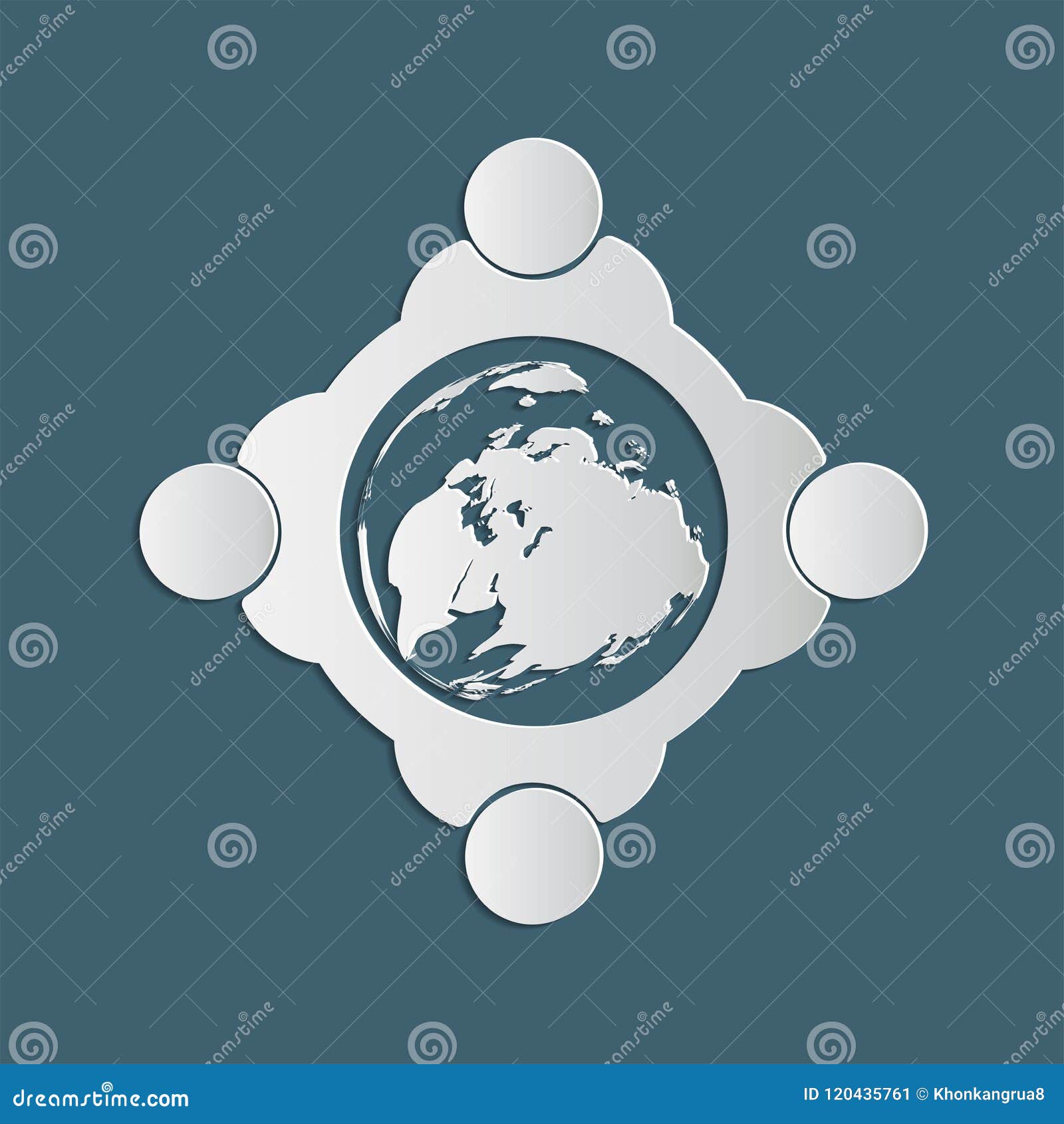 People Around Meeting the Table Icon,Group of Five Person,Teamwork ...