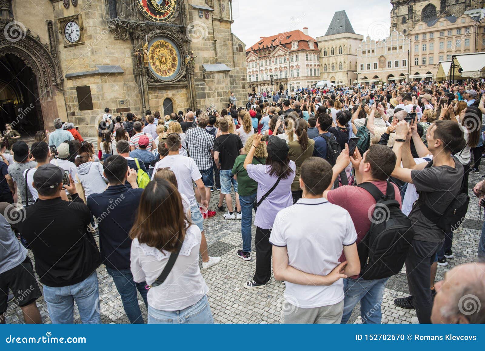 People Around the Prague Clock Tower at the Old Town Square, June 16 ...