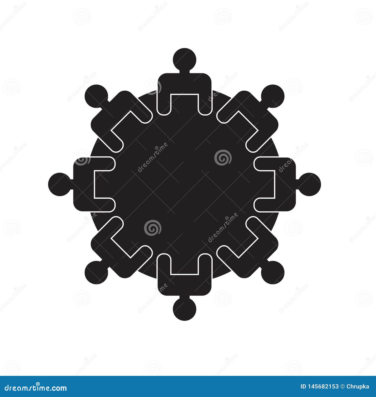 People Around the Round Table Icon Stock Vector - Illustration of ...