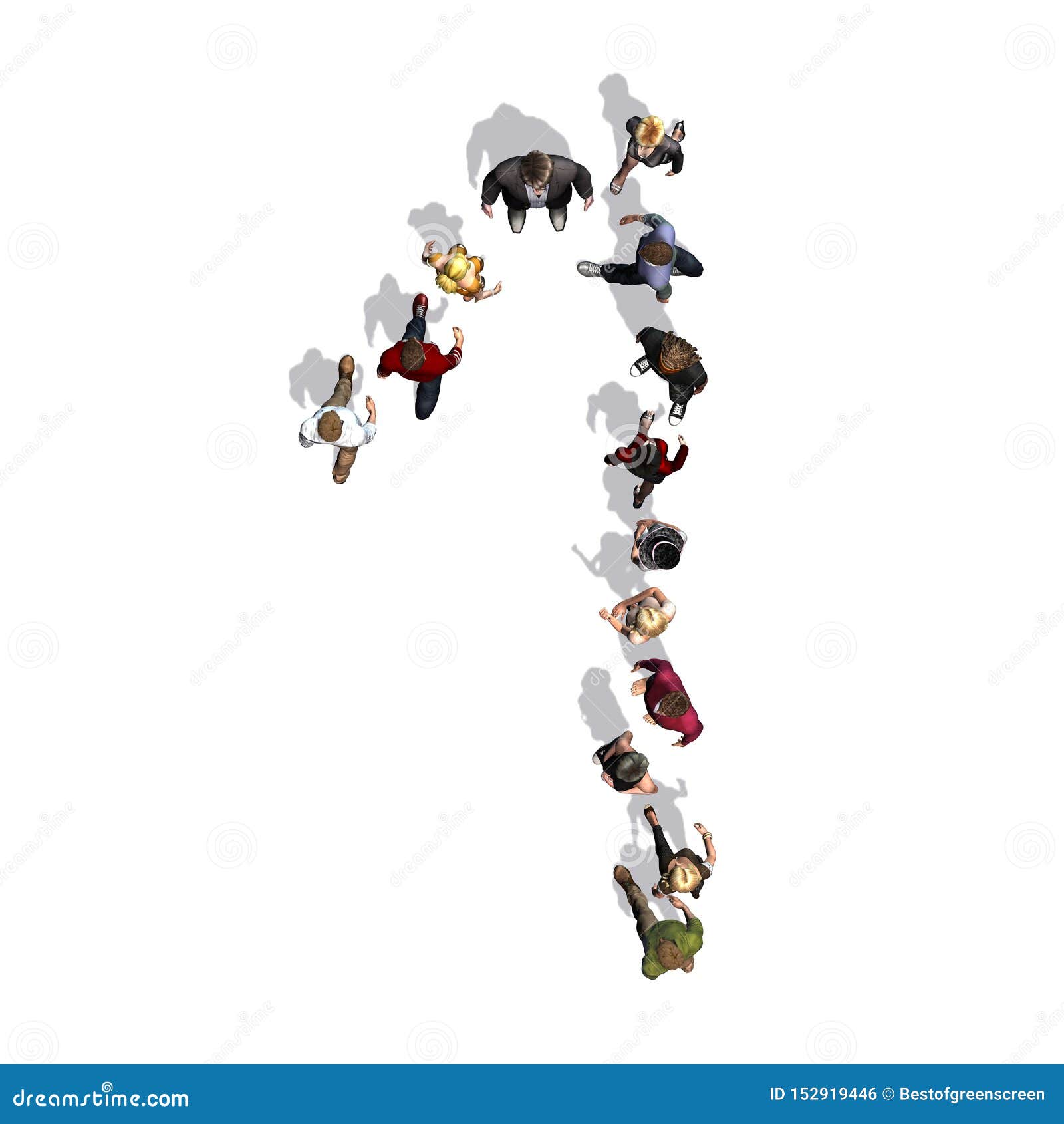 People - Arranged in Number 1 - Top View with Shadow on White ...