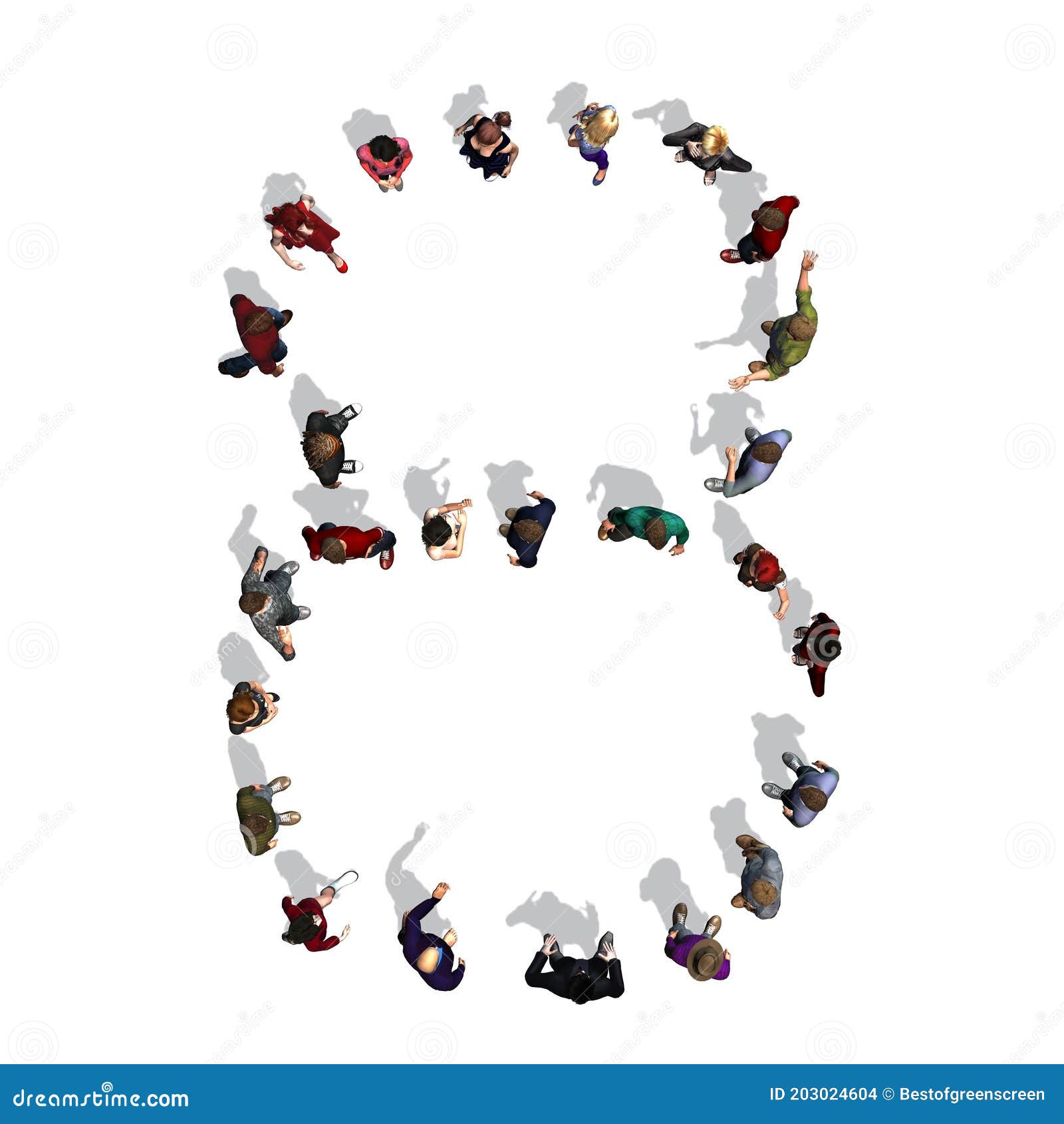 People - Arranged in Number 8 - Top View with Shadow - Isolated on ...
