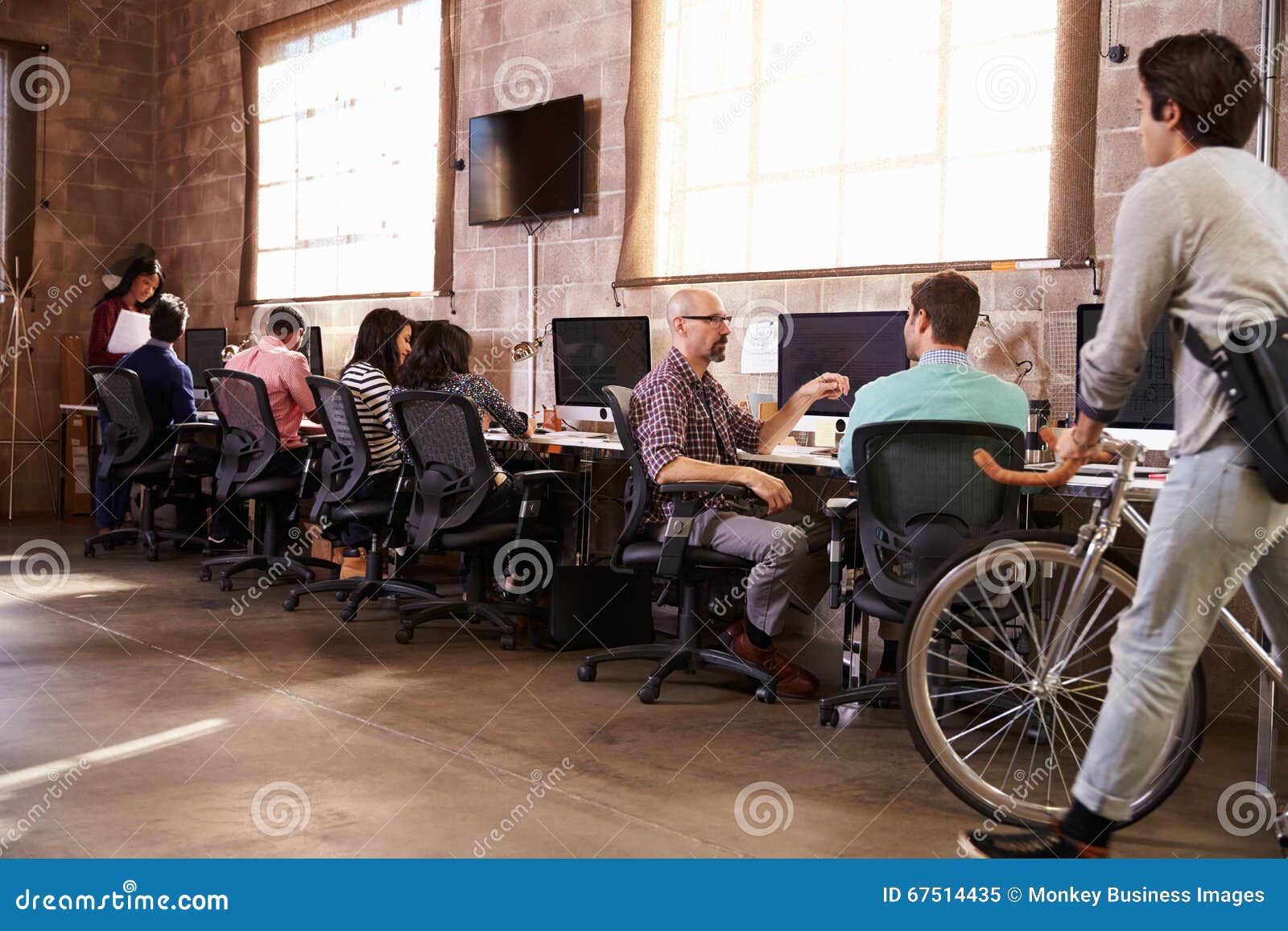 People Arriving for Work in Modern Design Office Stock Image - Image of ...