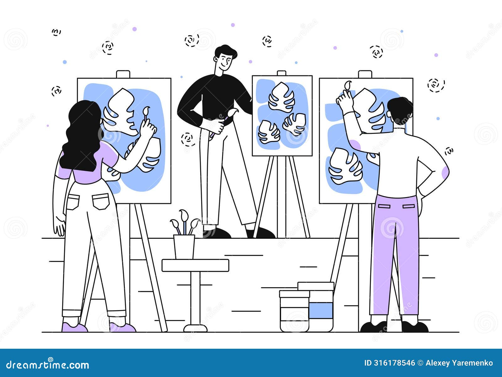 People in Art Class Vector Linear Stock Vector - Illustration of class ...