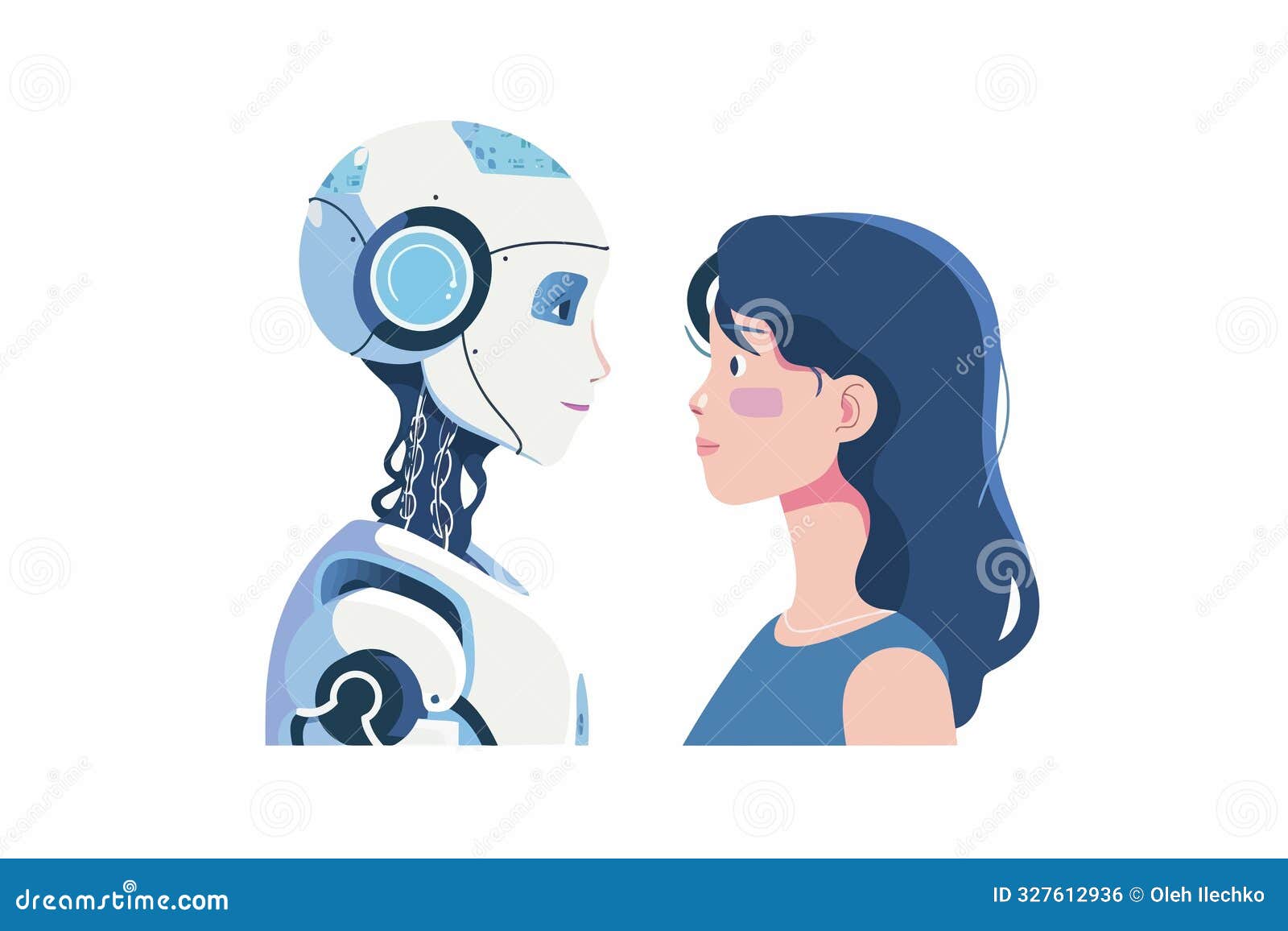 People and Artificial Intelligence Collaboration Isolated Vector Style ...