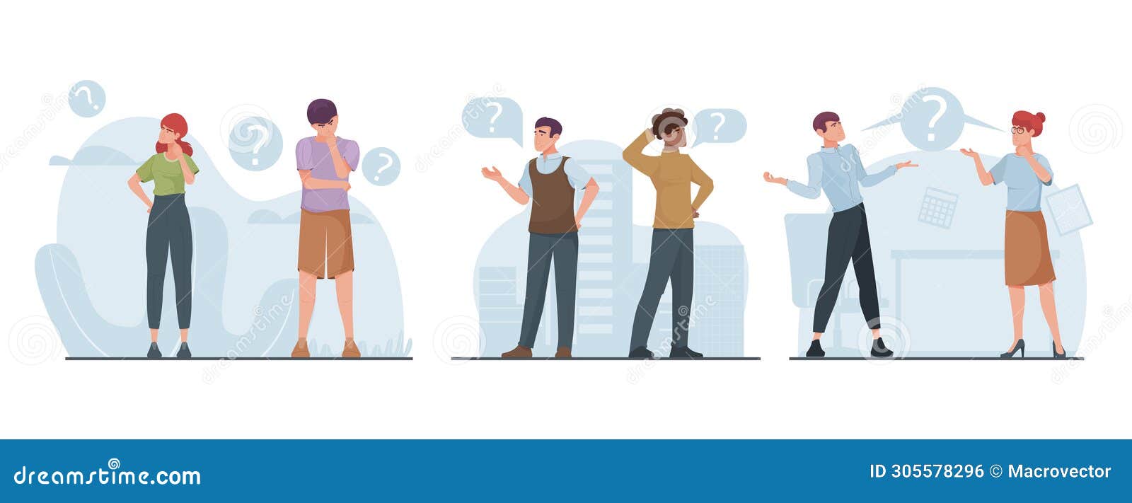 People Asking Questions Compositions in Flat Design Stock Illustration ...