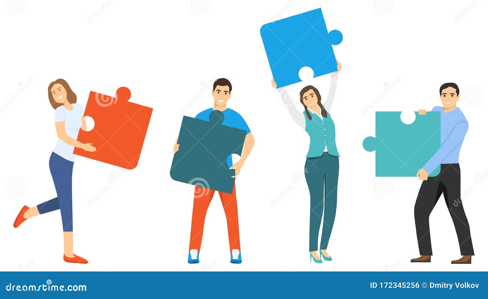 Two People Assemble Tow Piece Of A Puzzle Stock Image | CartoonDealer ...