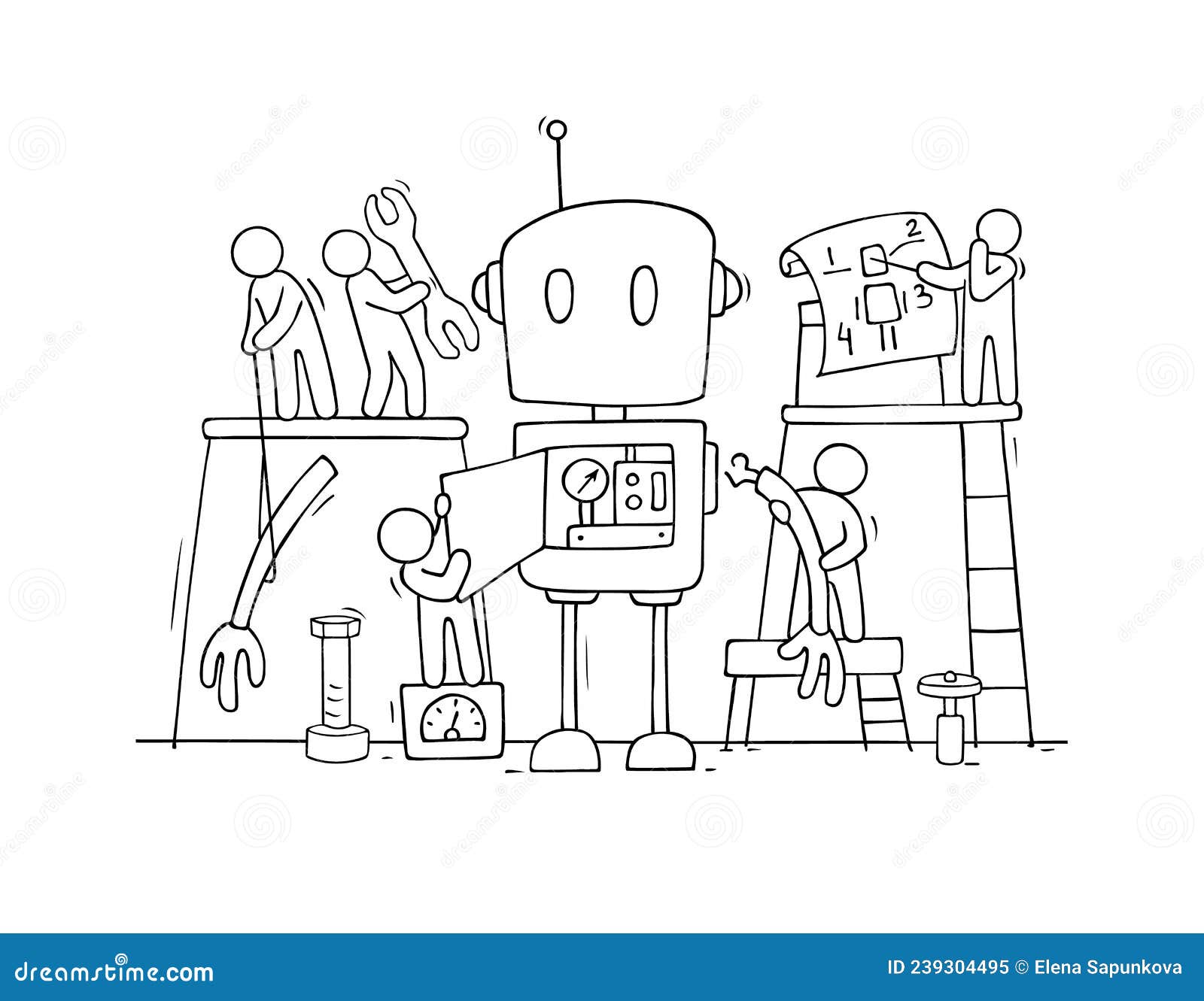 Robot Construction Worker, Robot With Yellow Hard Hat Holding Steel ...