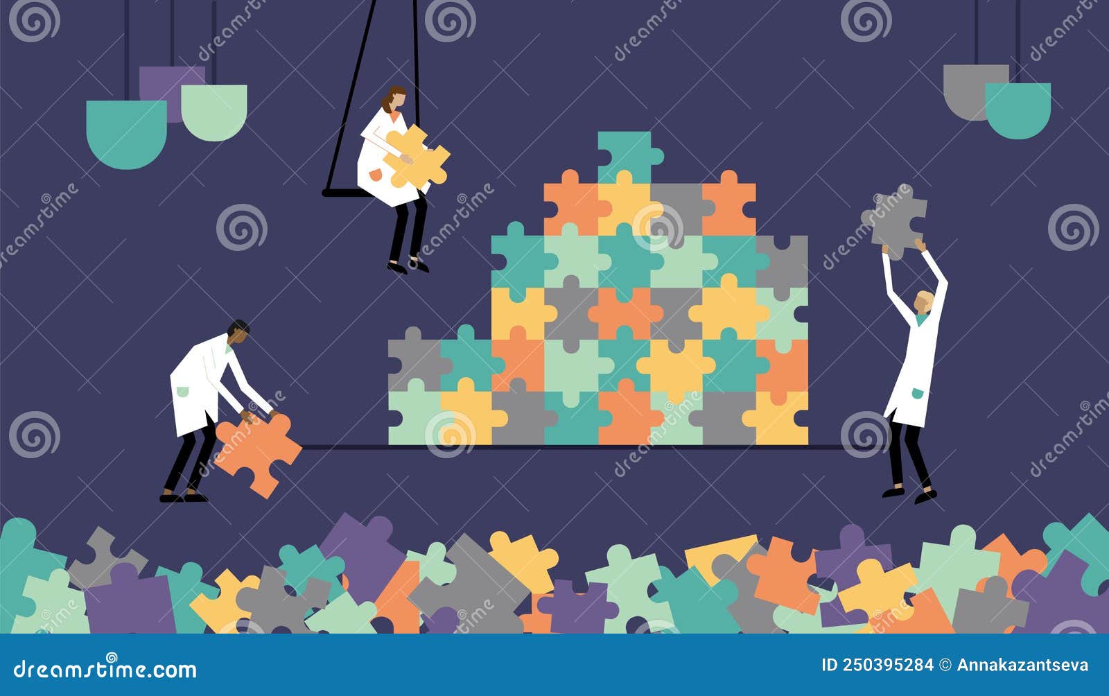 Teamwork Metaphor. Collaborative Coworking Business Work, Employees ...