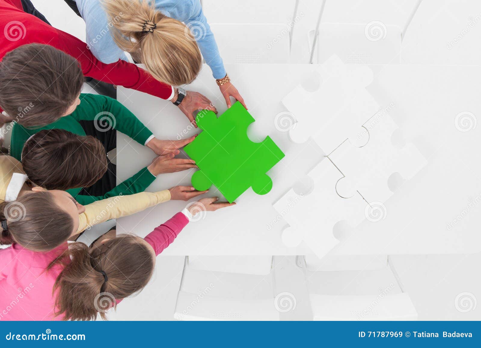 People assembling puzzle stock image. Image of white - 71787969