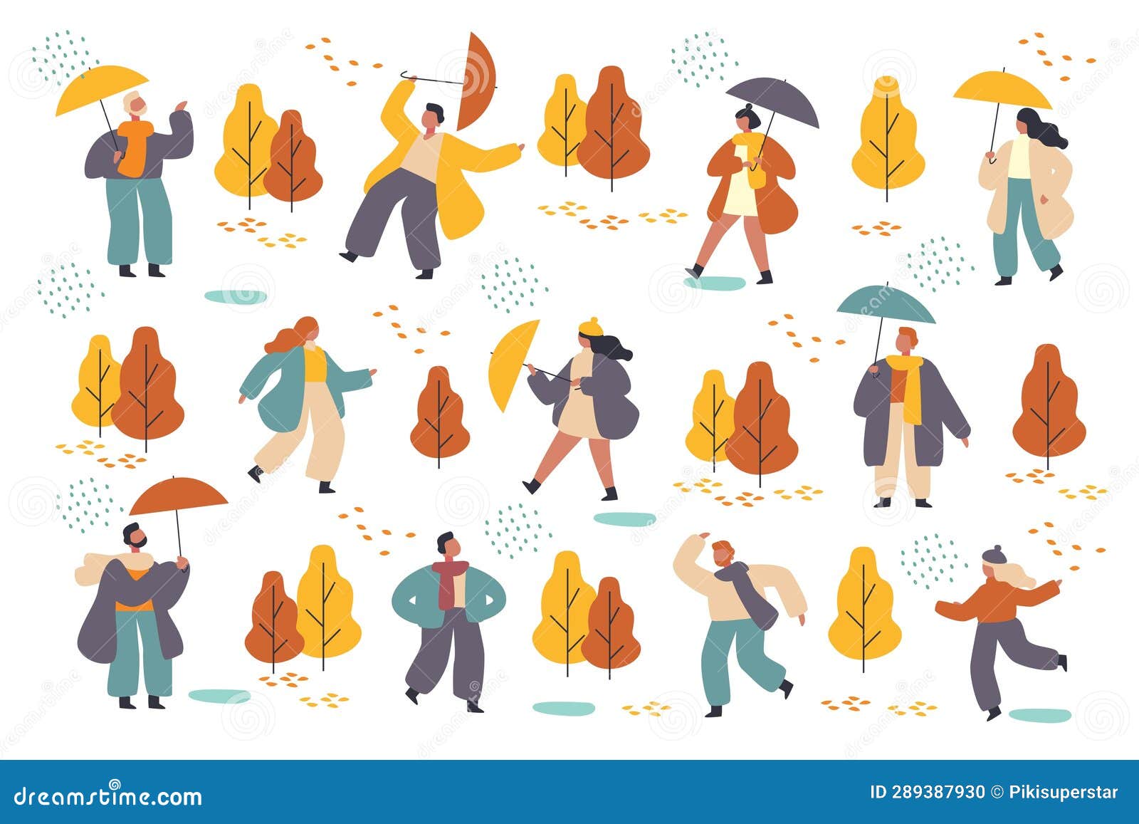 People Autumn Park Collection Vector Design Stock Illustration ...