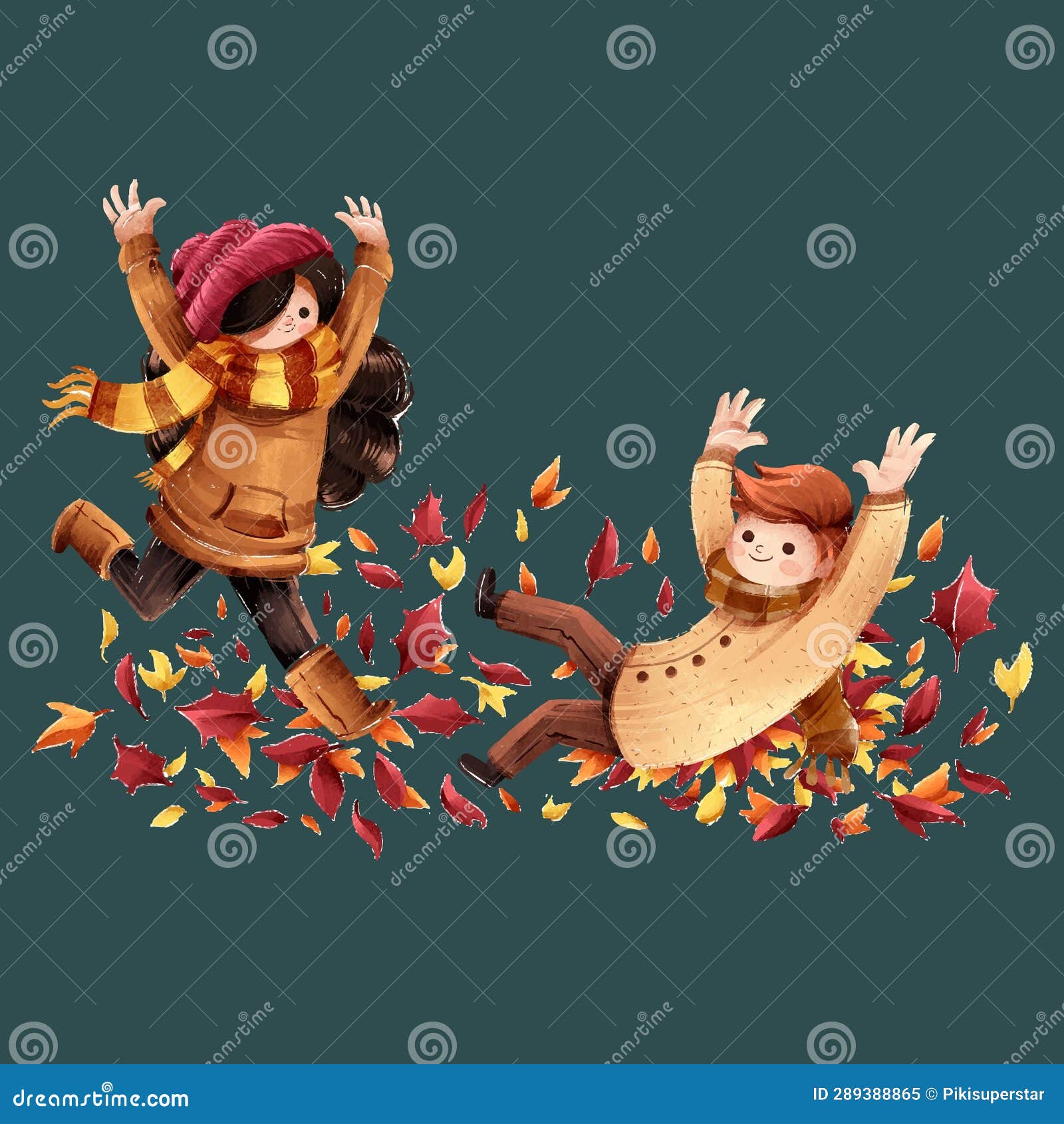 People Autumn Park Having Fun Vector Design Stock Illustration ...