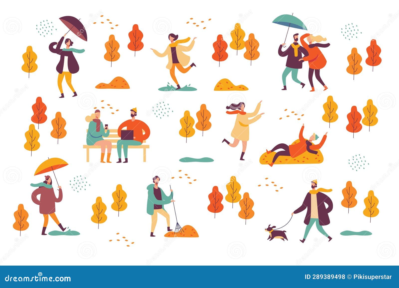 People Autumn Park Vector Design Stock Vector - Illustration of pumpkin ...
