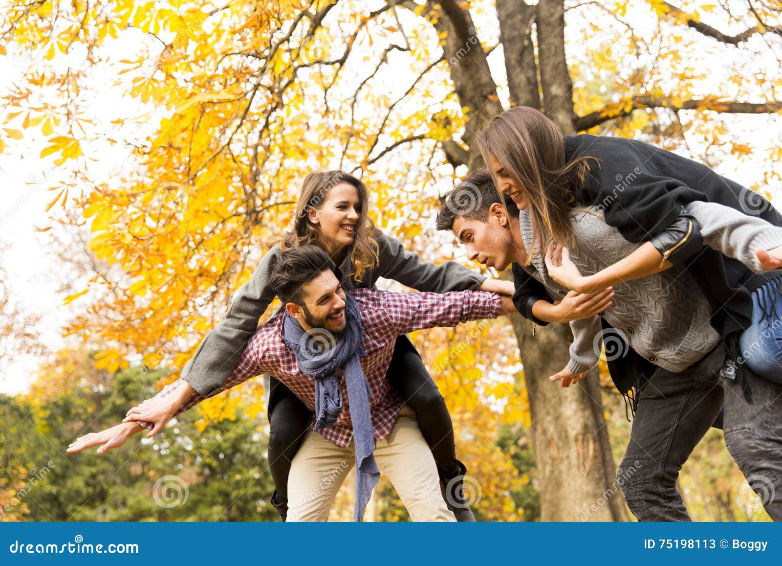 People in autumn park stock image. Image of fall, female - 75198113
