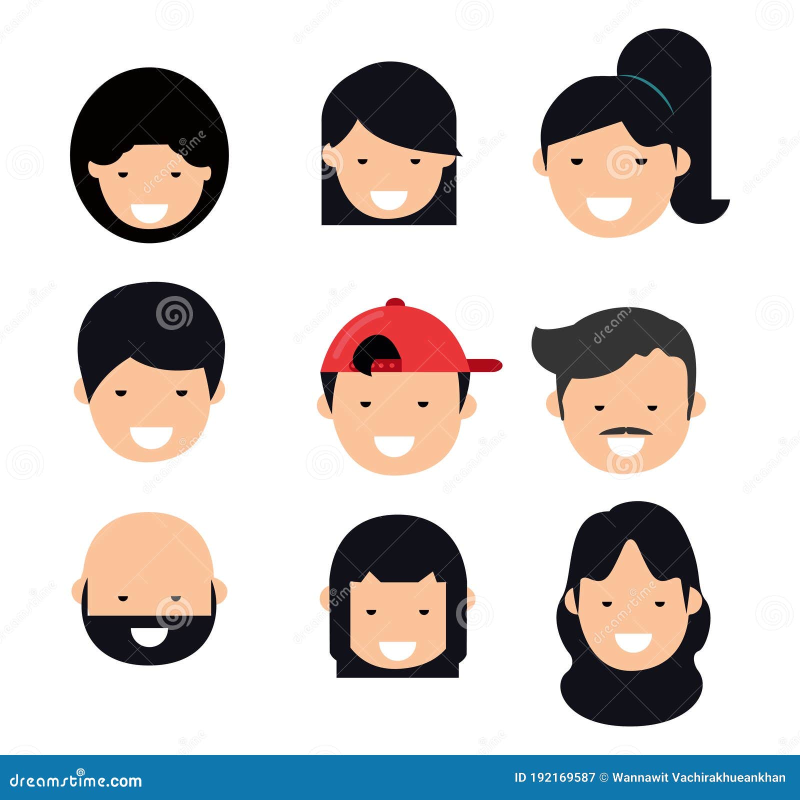 People Head Face Characters Vector Stock Vector - Illustration of ...