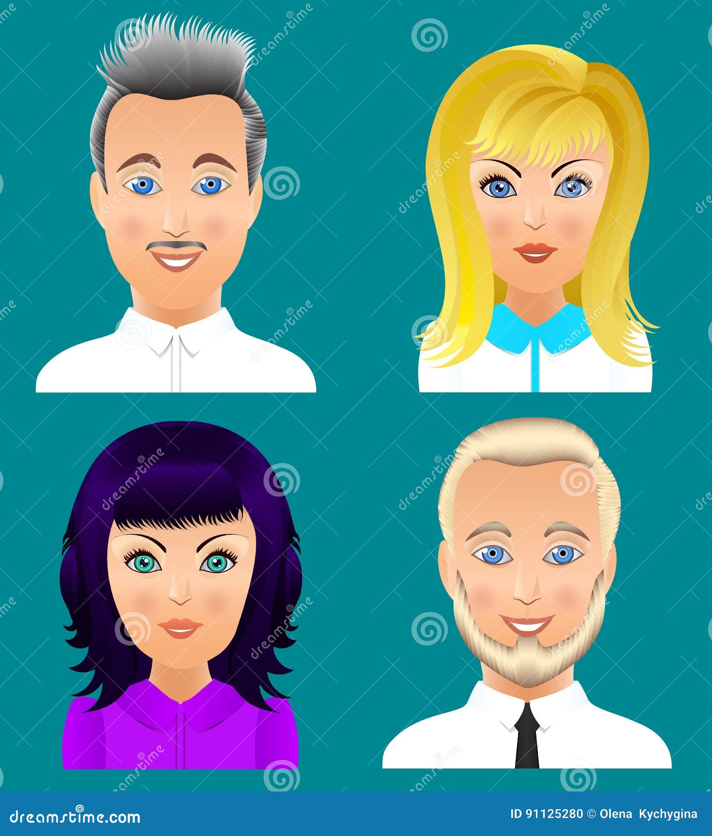 People Avatar Collection Set 5 Stock Illustration - Illustration of ...