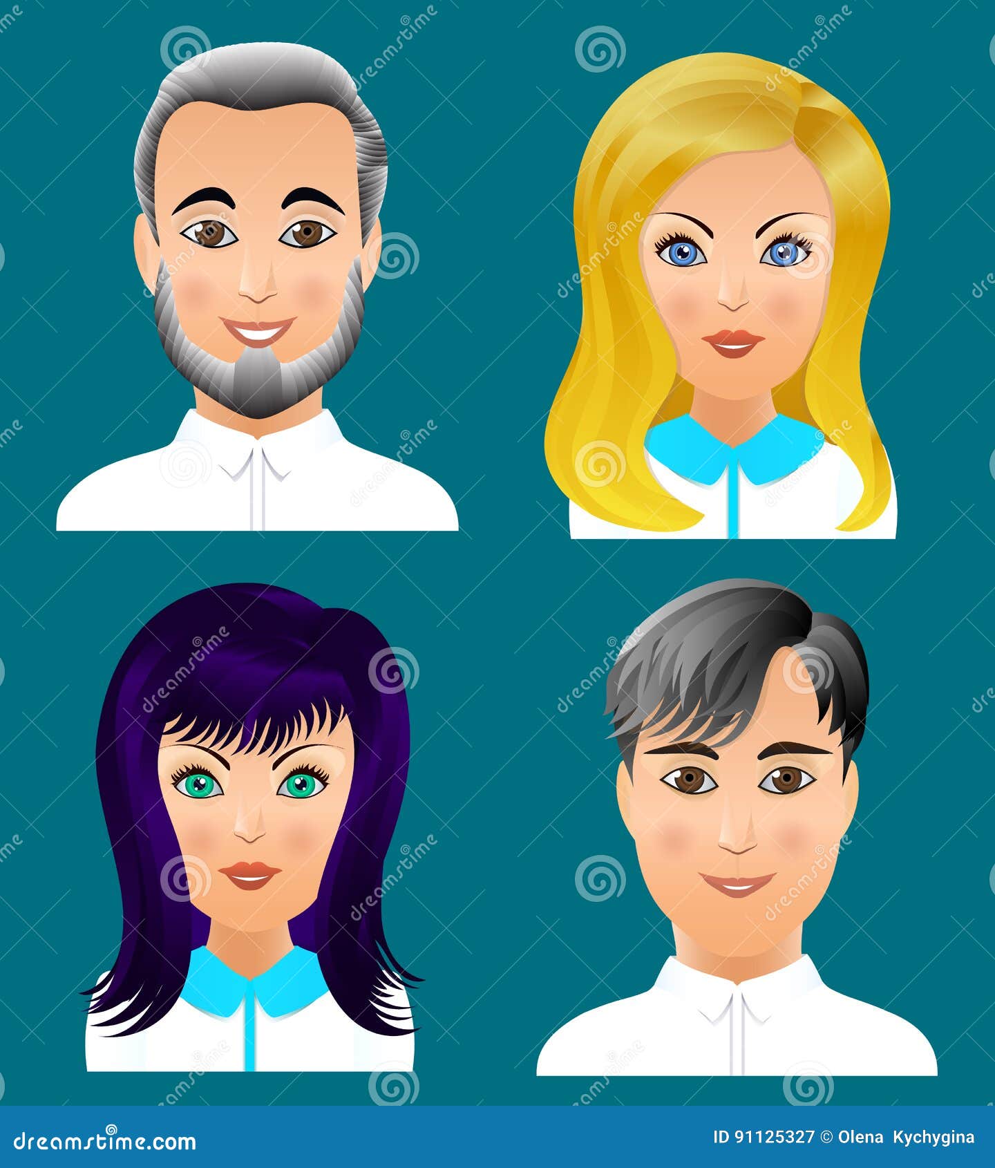 People Avatar Collection Set 4 Stock Illustration - Illustration of ...