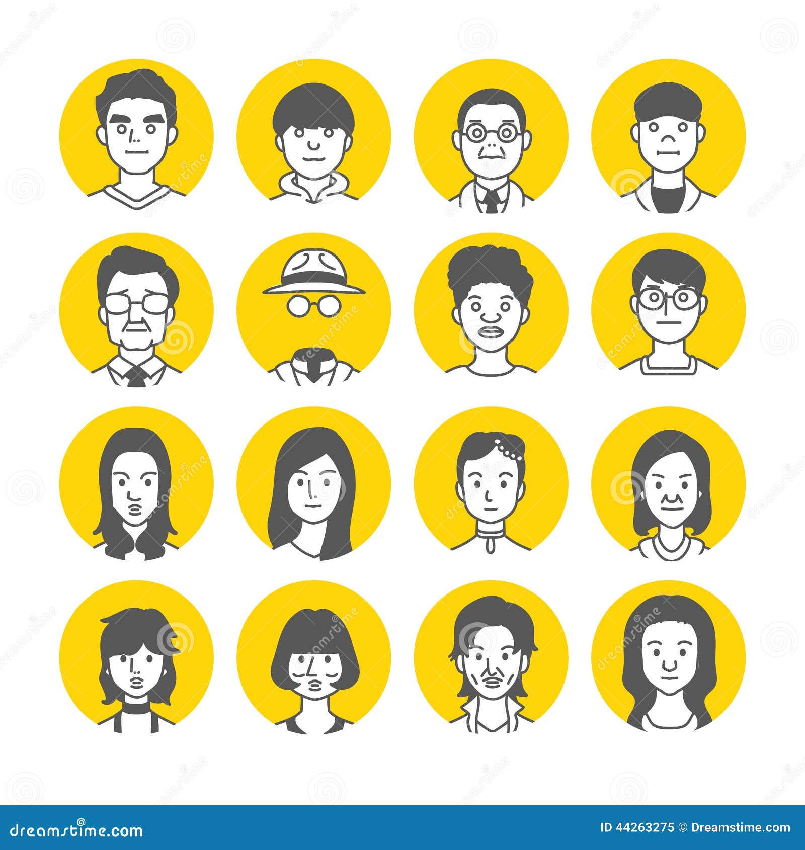 People Avatar Face icons stock vector. Illustration of cartoon - 44263275