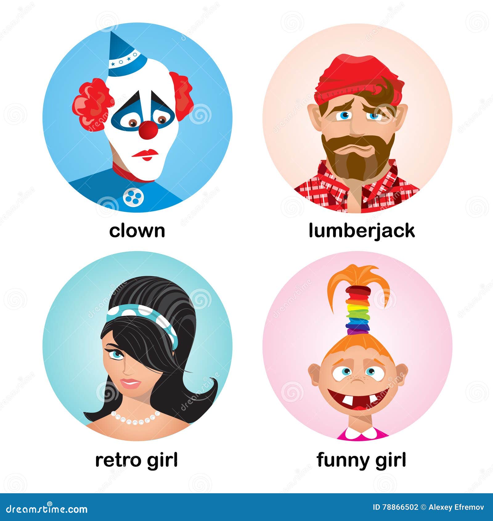 People Avatars Collection. Flat Character Design Icon Set. Vector ...