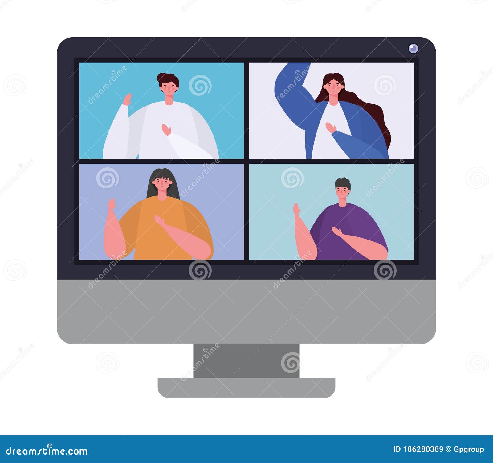 People Avatars on Computer in Video Chat Conference Vector Design Stock ...