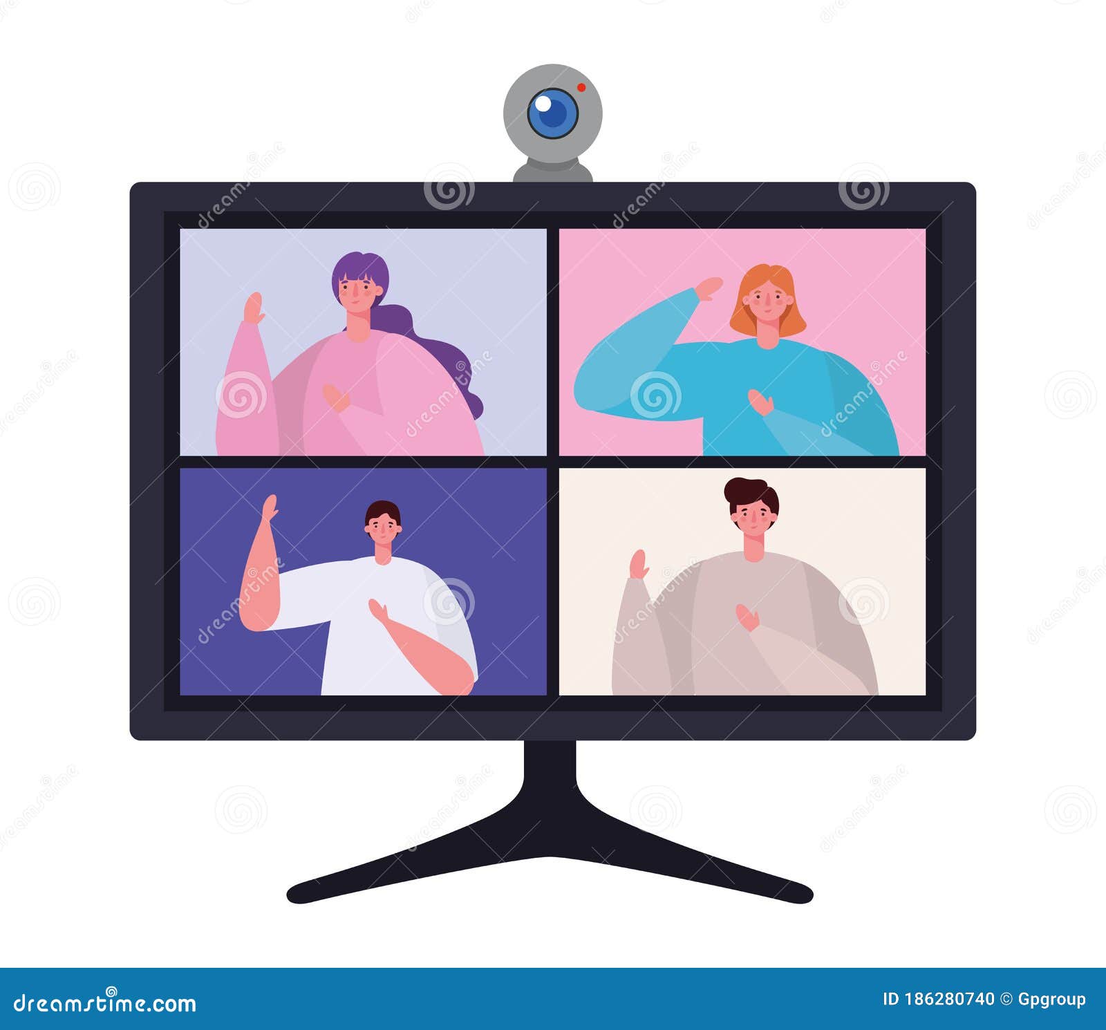 People Avatars on Computer in Video Chat Conference Vector Design Stock ...