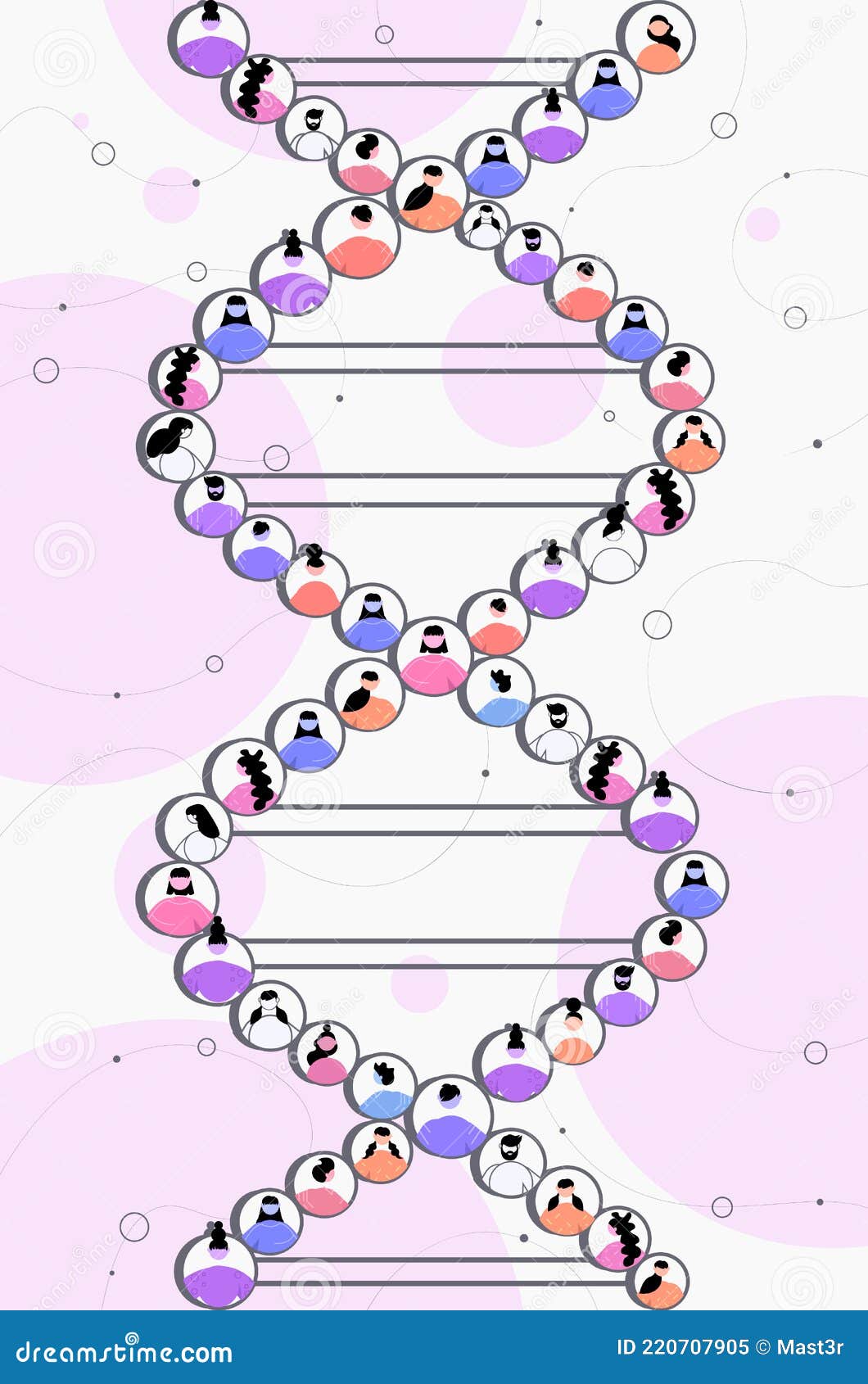 People Avatars in DNA Structure Shape DNA Testing Genetic Engineering ...
