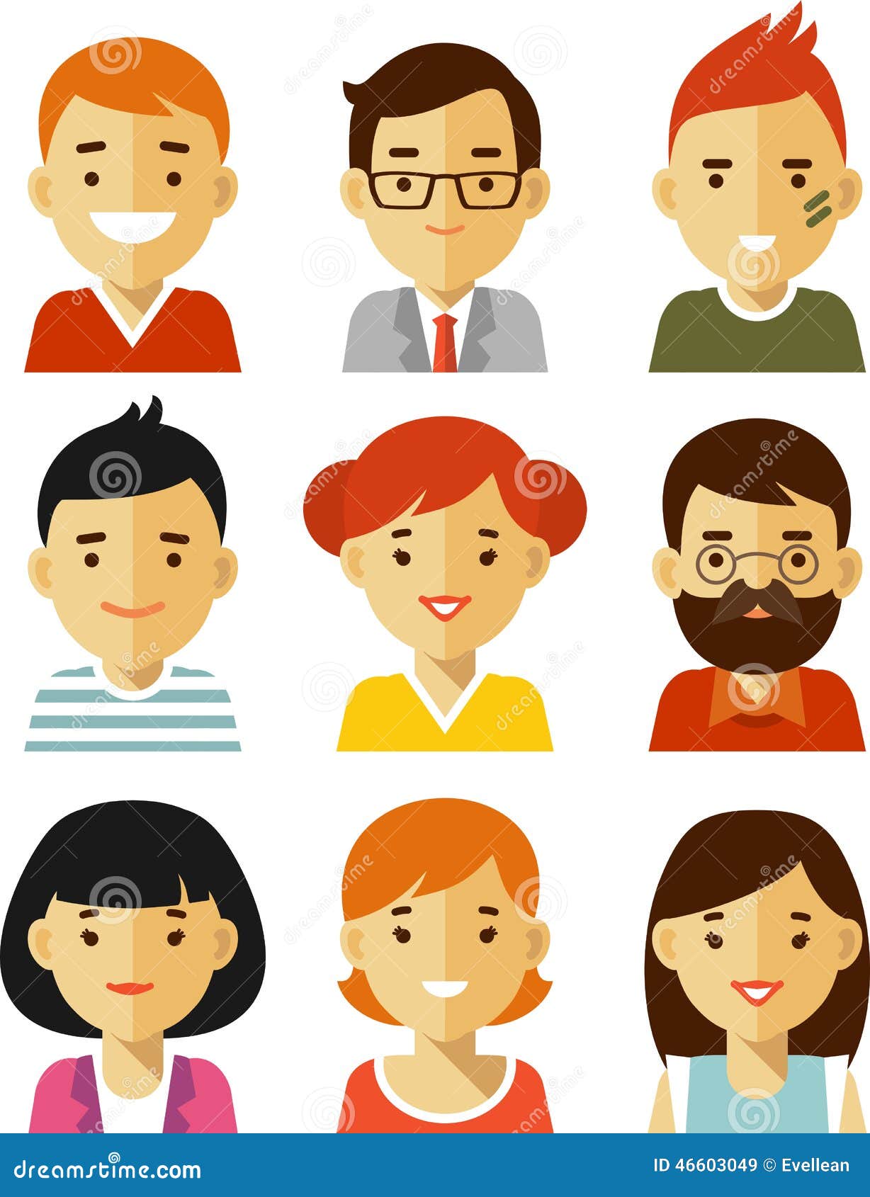 People Avatars in Flat Style Stock Vector - Illustration of characters ...