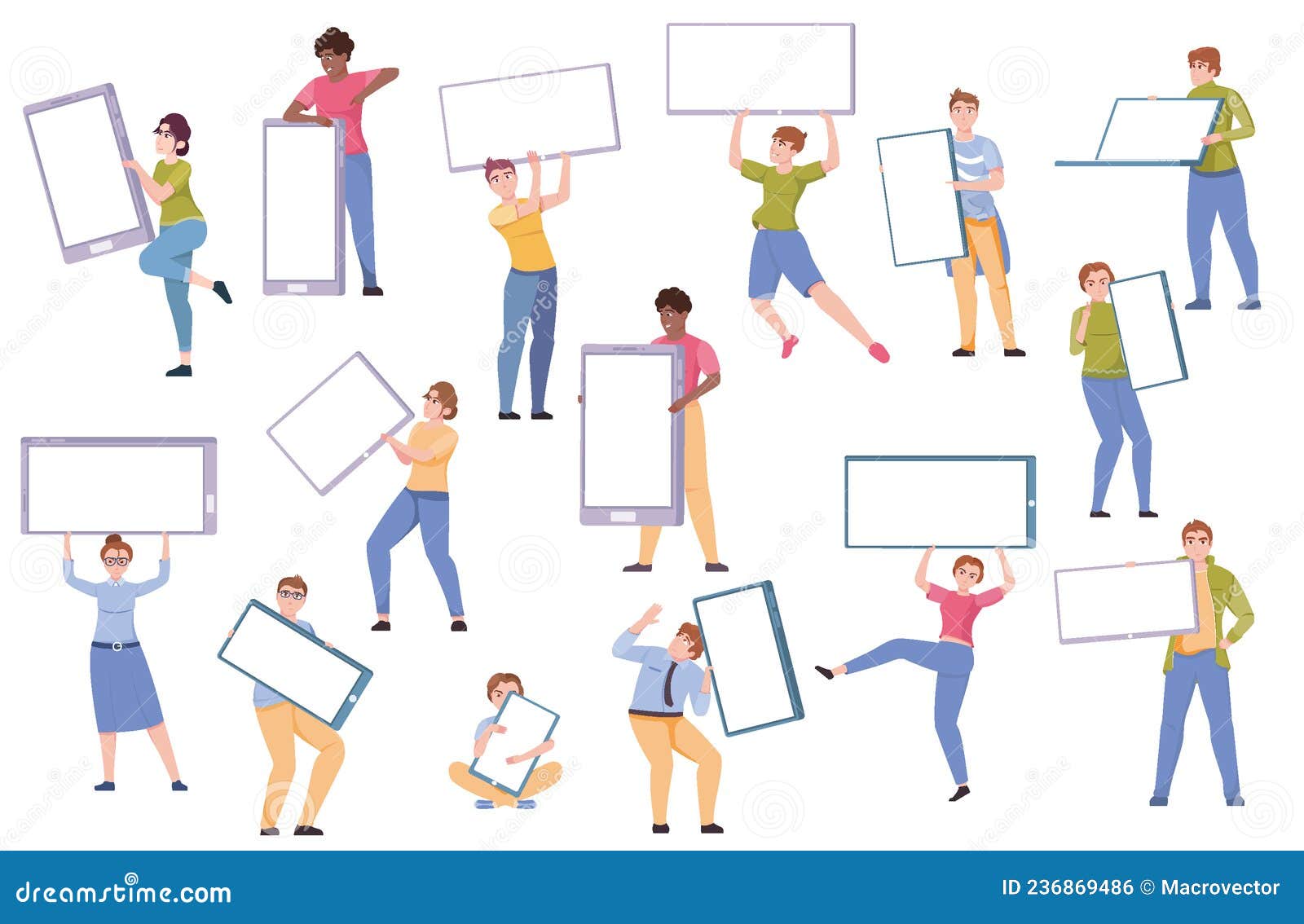 People with Banners Set stock vector. Illustration of decorative ...