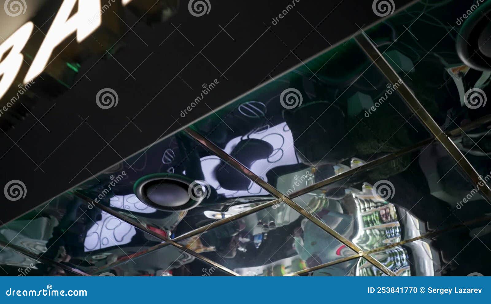 People by the Bar Counter Reflected in the Ceiling of the Nightclub ...